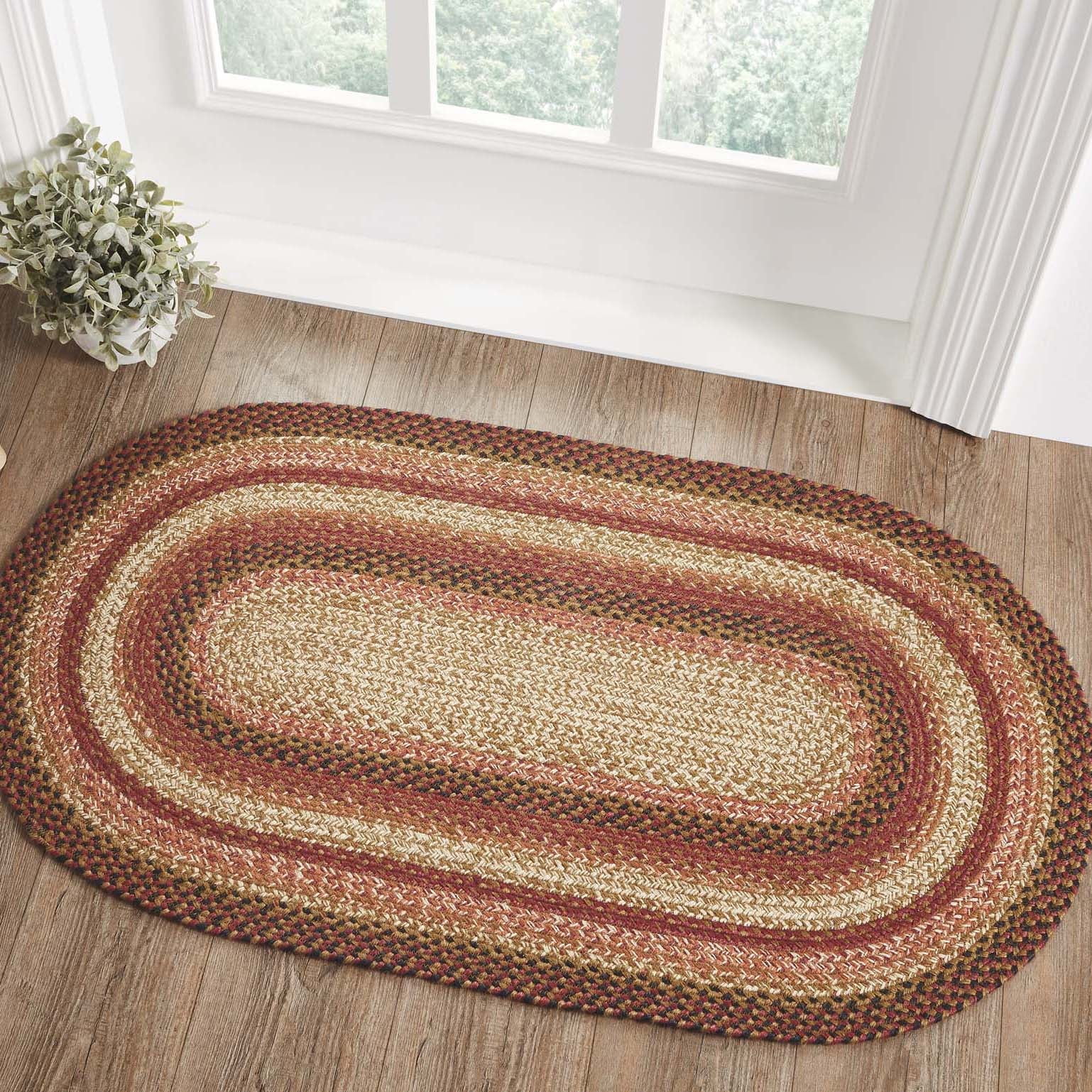 VHC Brands Ginger Spice Rug with PVC Pad, Jute Blend, Oval, Orange Red ...