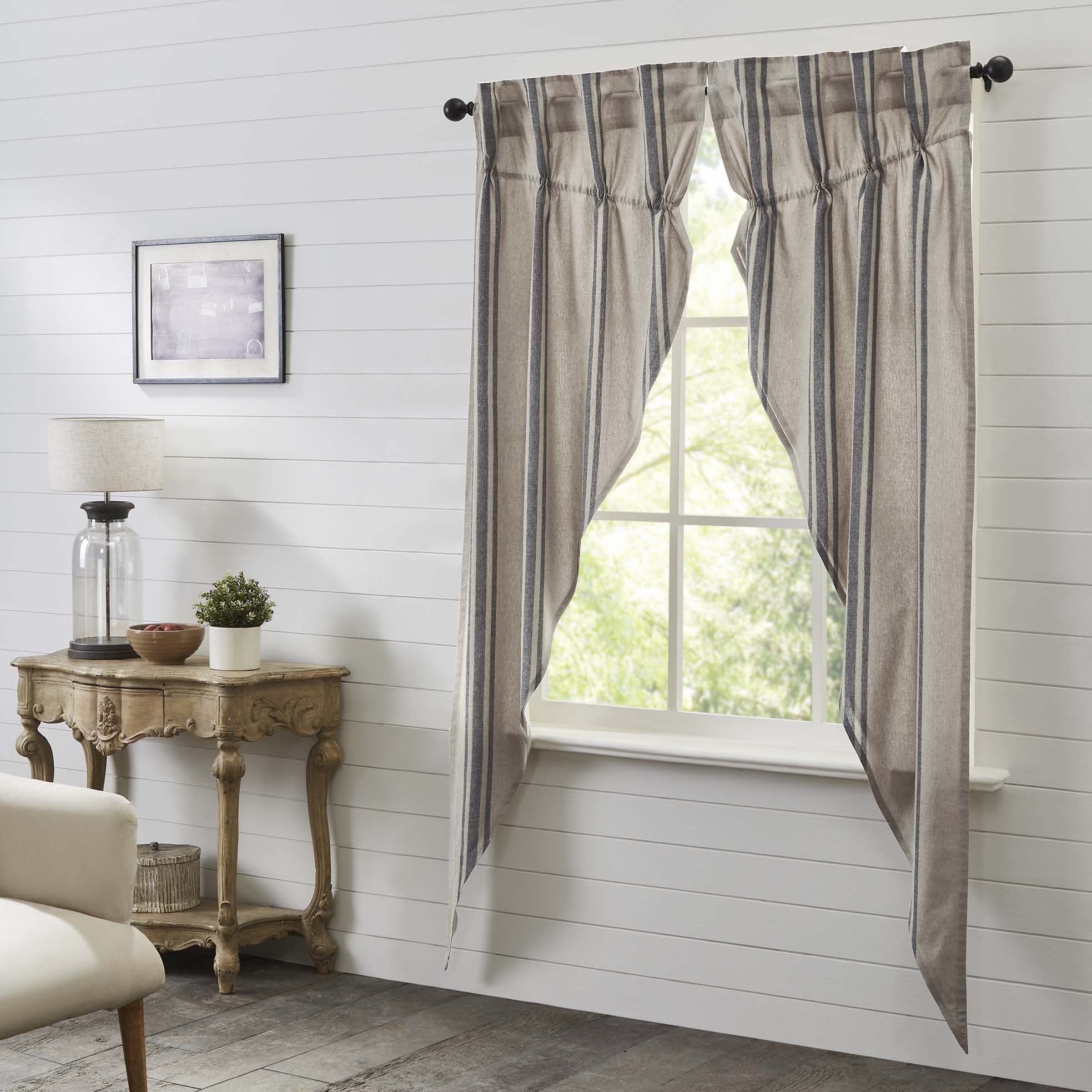 VHC Brands Grain Sack Charcoal Black Stripe Farmhouse Prairie Long ...