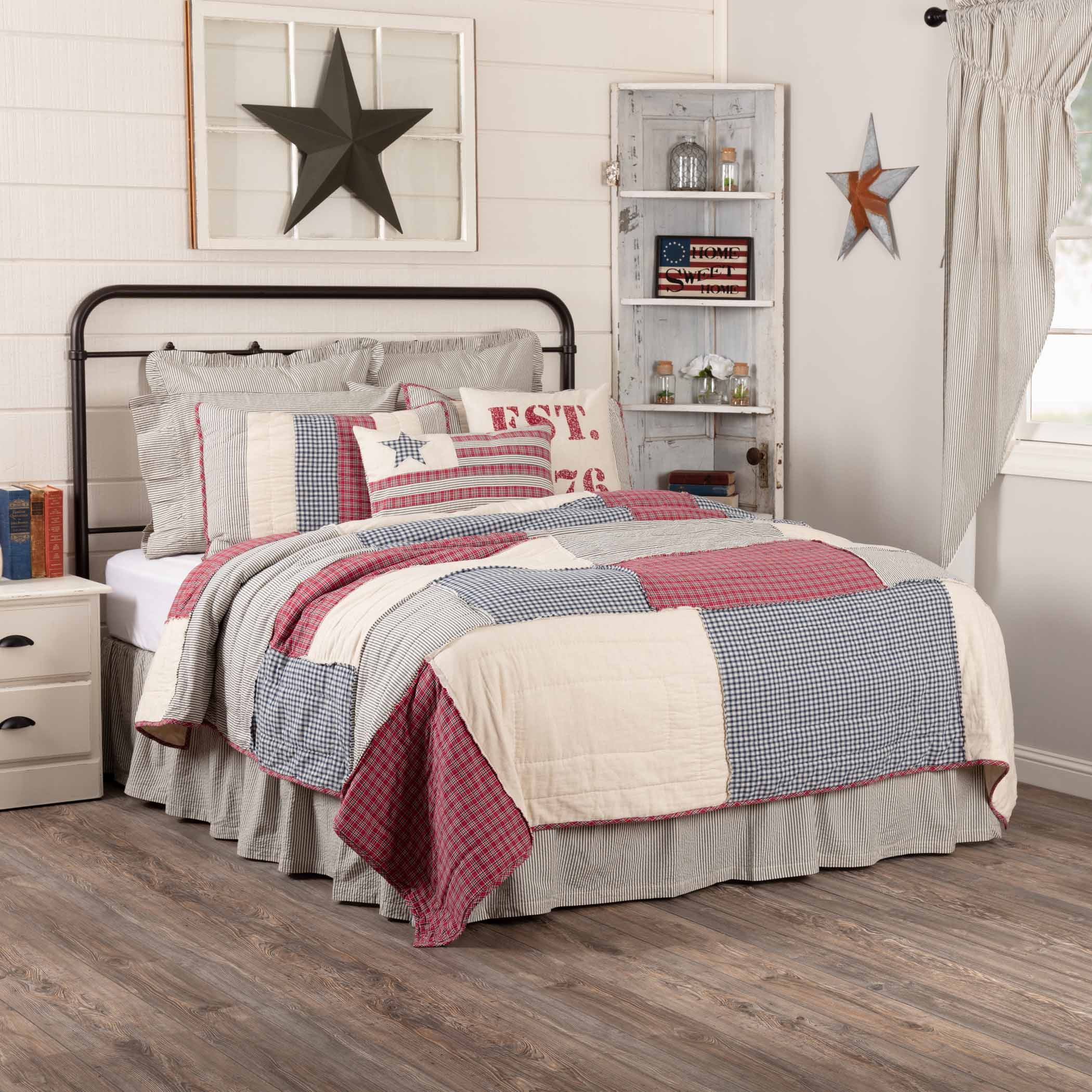 VHC Brands Hatteras Patch Patchwork Flax Cotton Linen Blend Bedding Pre ...