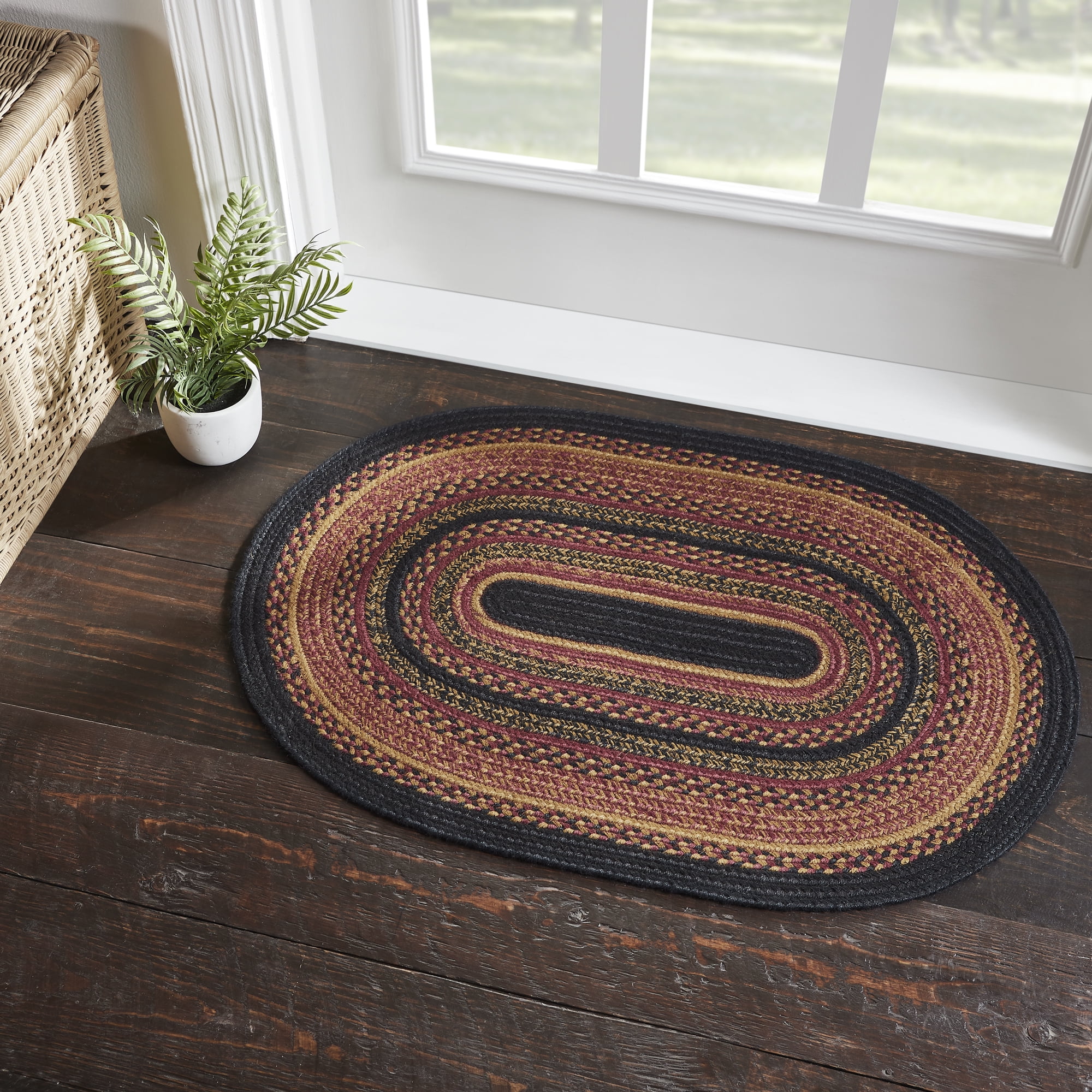 VHC Brands Heritage Farms, Braided Jute Rug, Non-Skid Pad, Door Mat ...