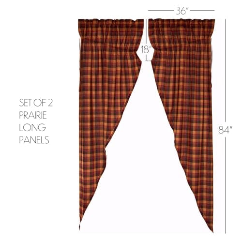 VHC Brands Heritage Farms Check Cotton Primitive Curtains Rod Pocket ...