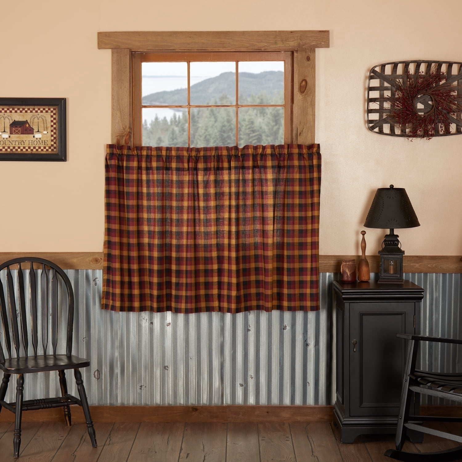 VHC Brands Heritage Farms, Primitive Check, L36xW36, Tier Set of 2. Red ...