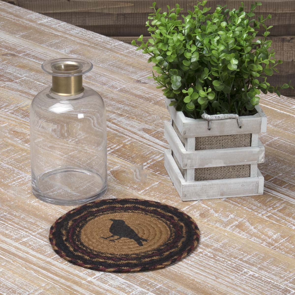 VHC Brands Primitive Tabletop & Kitchen-Heritage Farms Tan Crow Jute ...