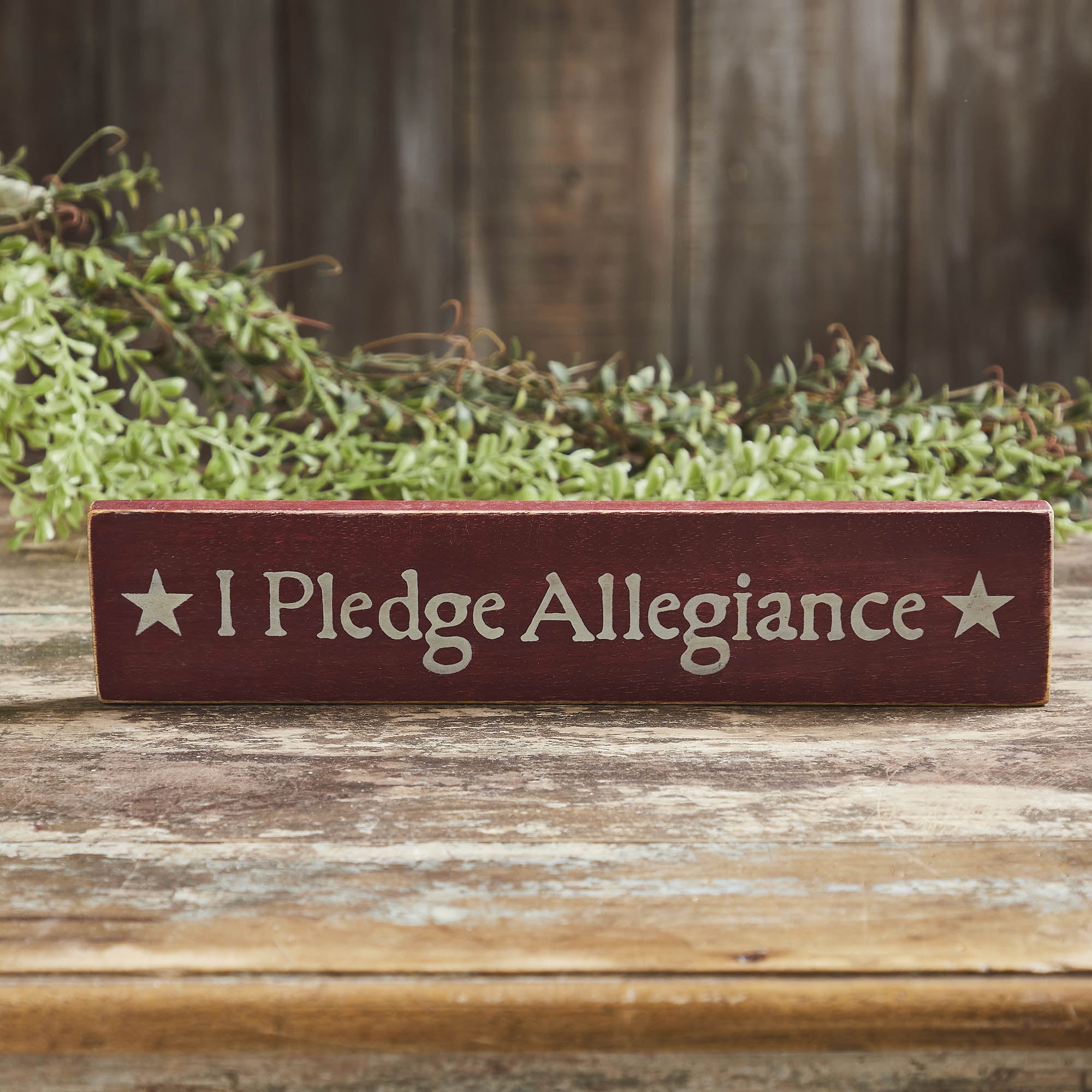 VHC Brands I Pledge Allegiance Red Wooden Sign 2.75x13, Independence ...