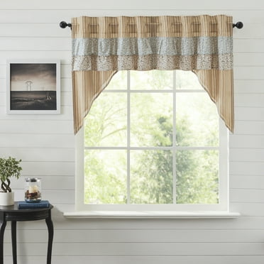 VHC Brands Rustic & Lodge Farmhouse Kitchen Window Curtains-Rory Swag ...