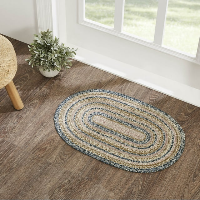 VHC Brands Kaila Farmhouse 20"x30" Accent Rug Blue Textured Jute ...