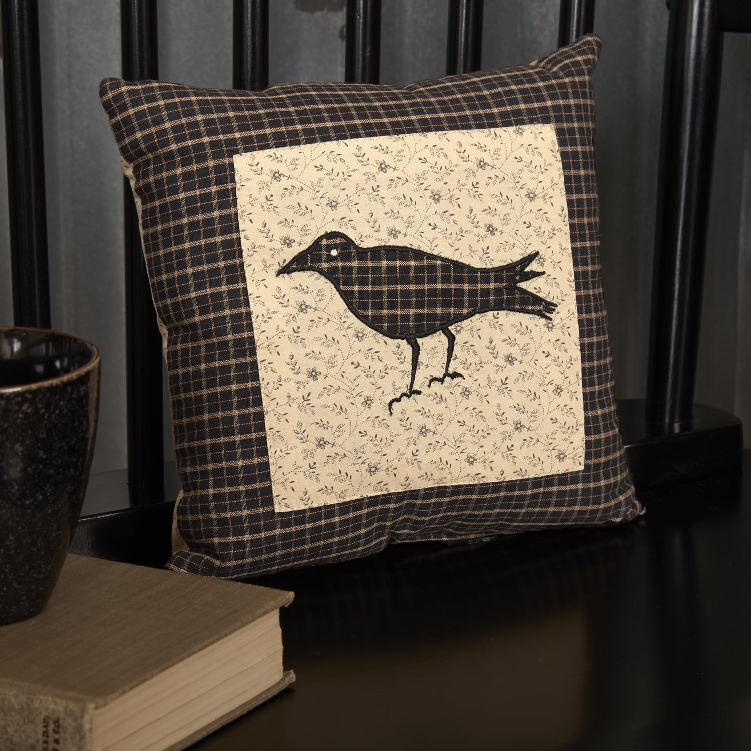 VHC Brands Kettle Grove 10 x 10 Crow Country Primitive Throw Pillow ...