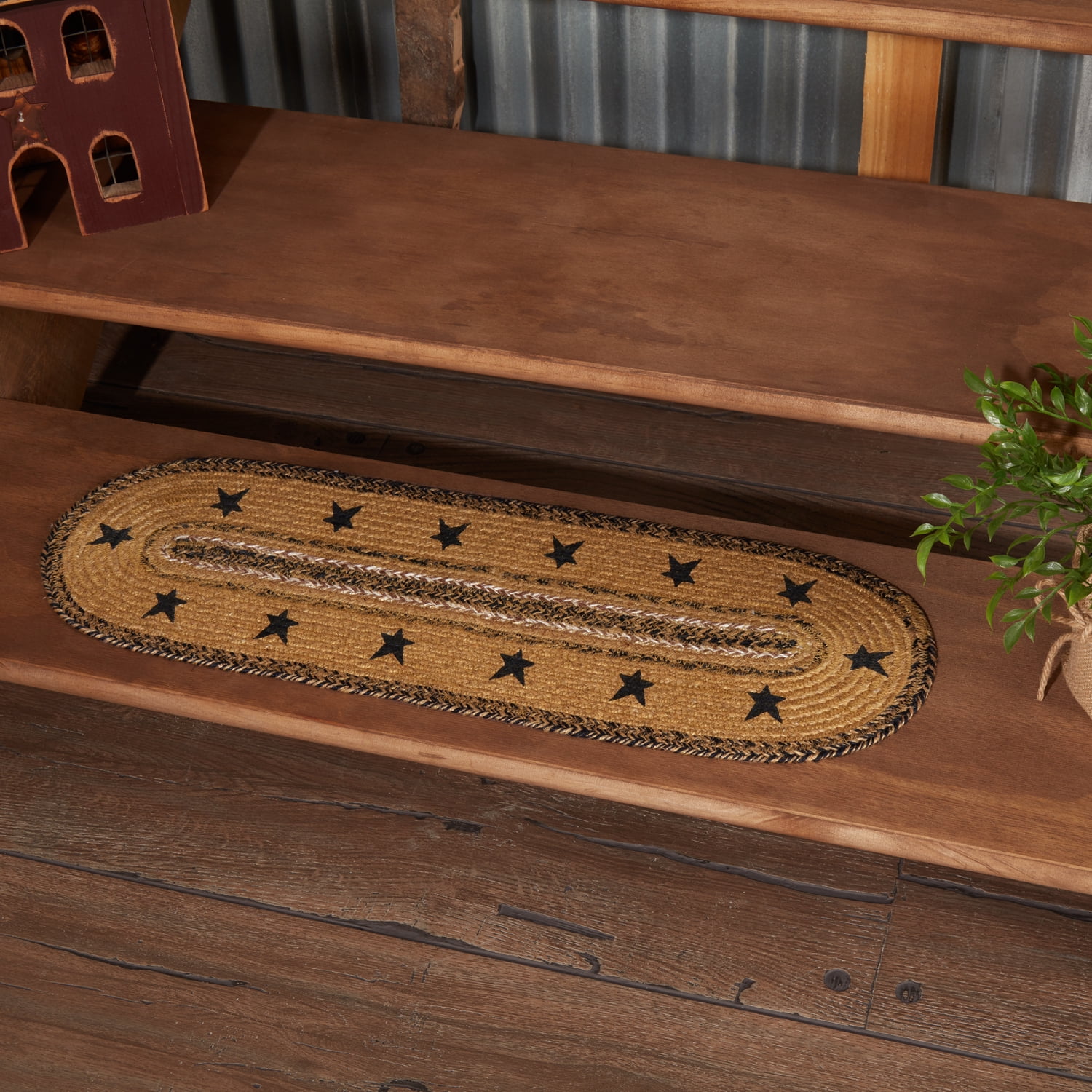 VHC Brands Kettle Grove Primitive Jute Tan Stair Tread Stencil Stars ...