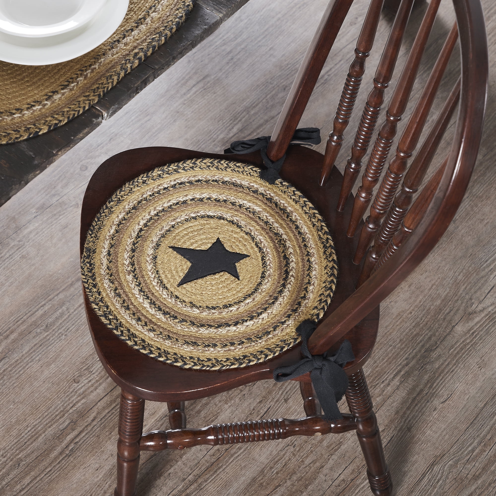 VHC Brands Kettle Grove Woven Jute Chair Pad with Ties, 15" Round ...