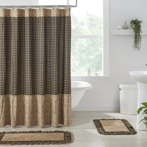VHC Brands Maisie Ruffled Patchwork Shower Curtains, Tan, 72x72 ...