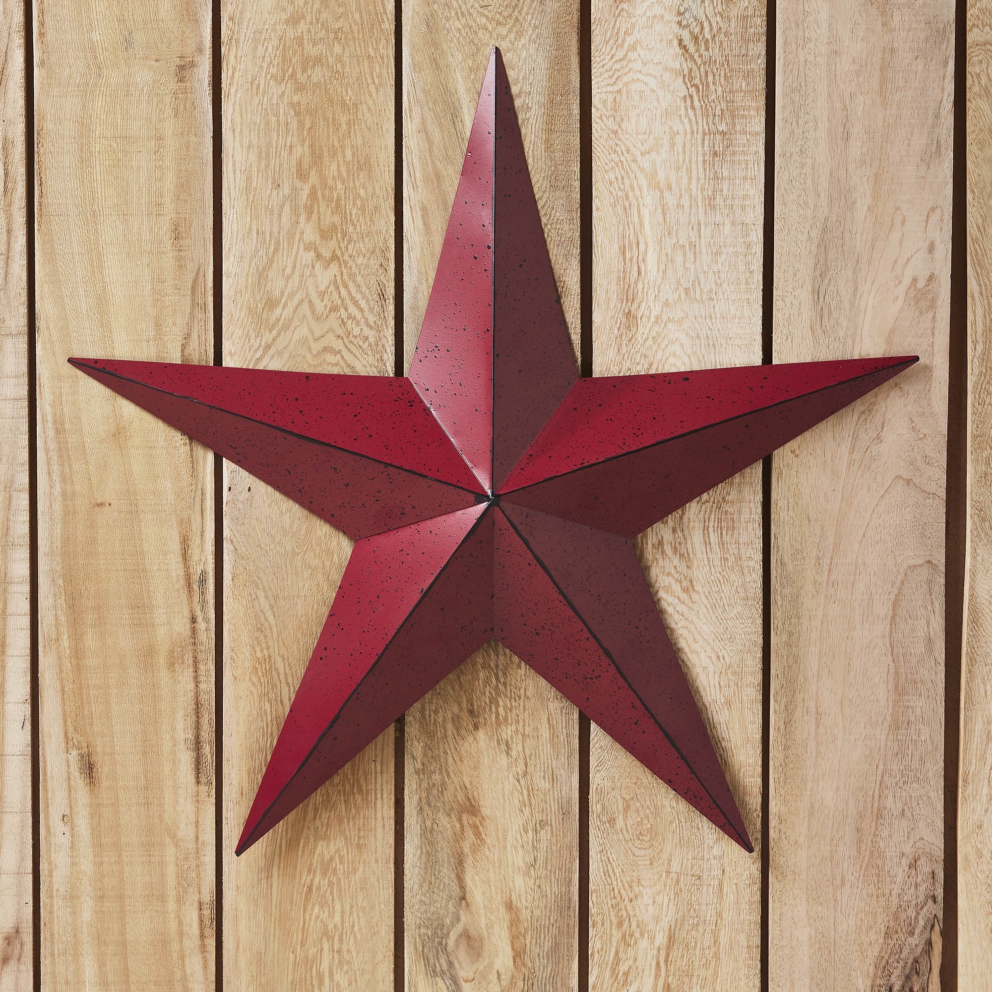 VHC Brands Patriotic Faceted Metal Star Burgundy Wall Hanging 24x24 ...