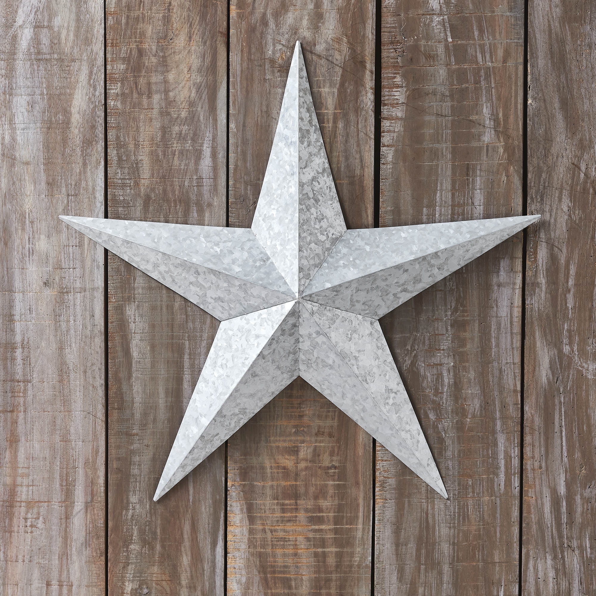 VHC Brands Patriotic Faceted Metal Star Galvanized Wall Hanging 24x24, Independence Day Decor ...