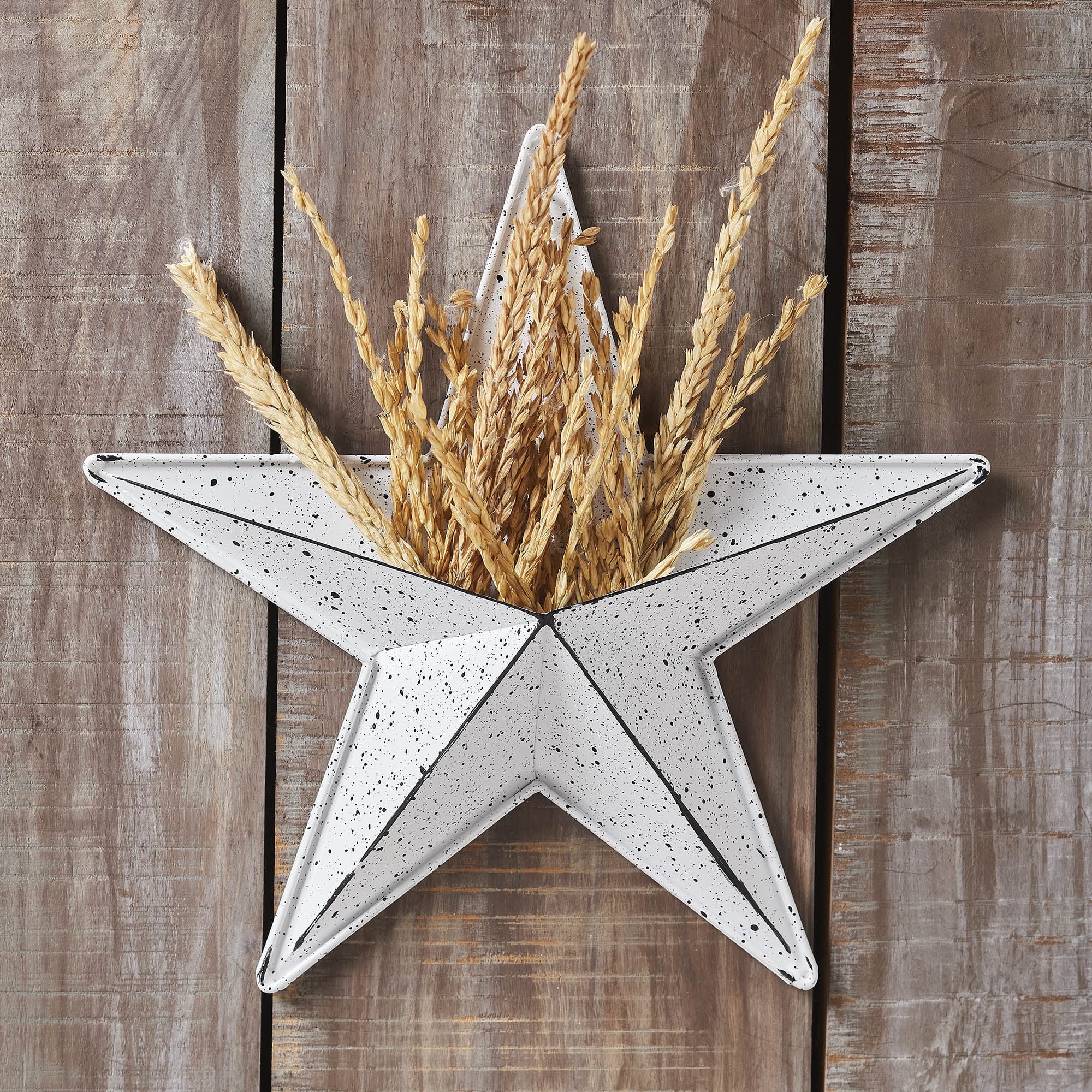 VHC Brands Patriotic Faceted Metal Star White Wall Hanging w/Pocket ...