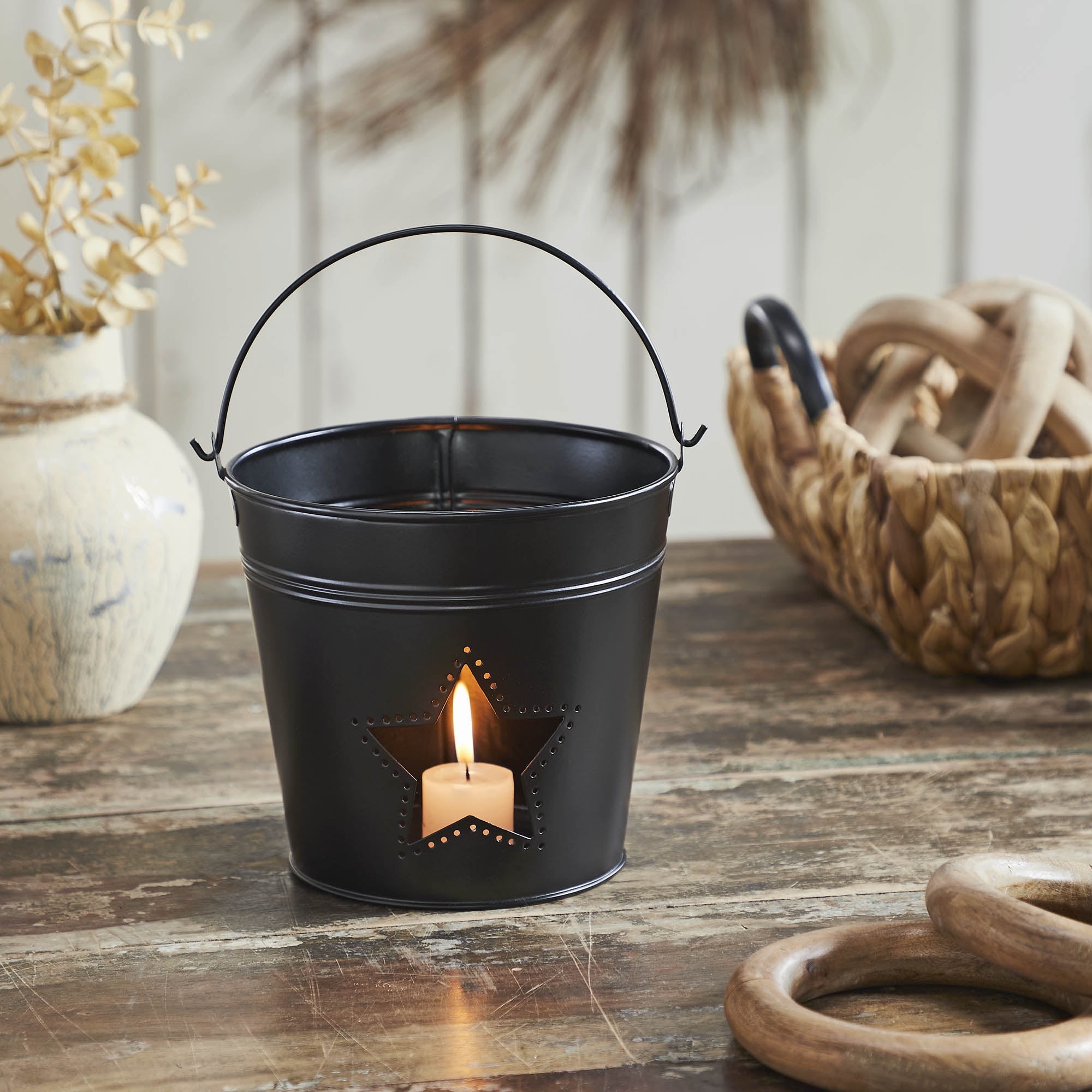 VHC Brands Patriotic Metal Bucket w/ Star Cutout 6x6.5x5, Fourth of ...