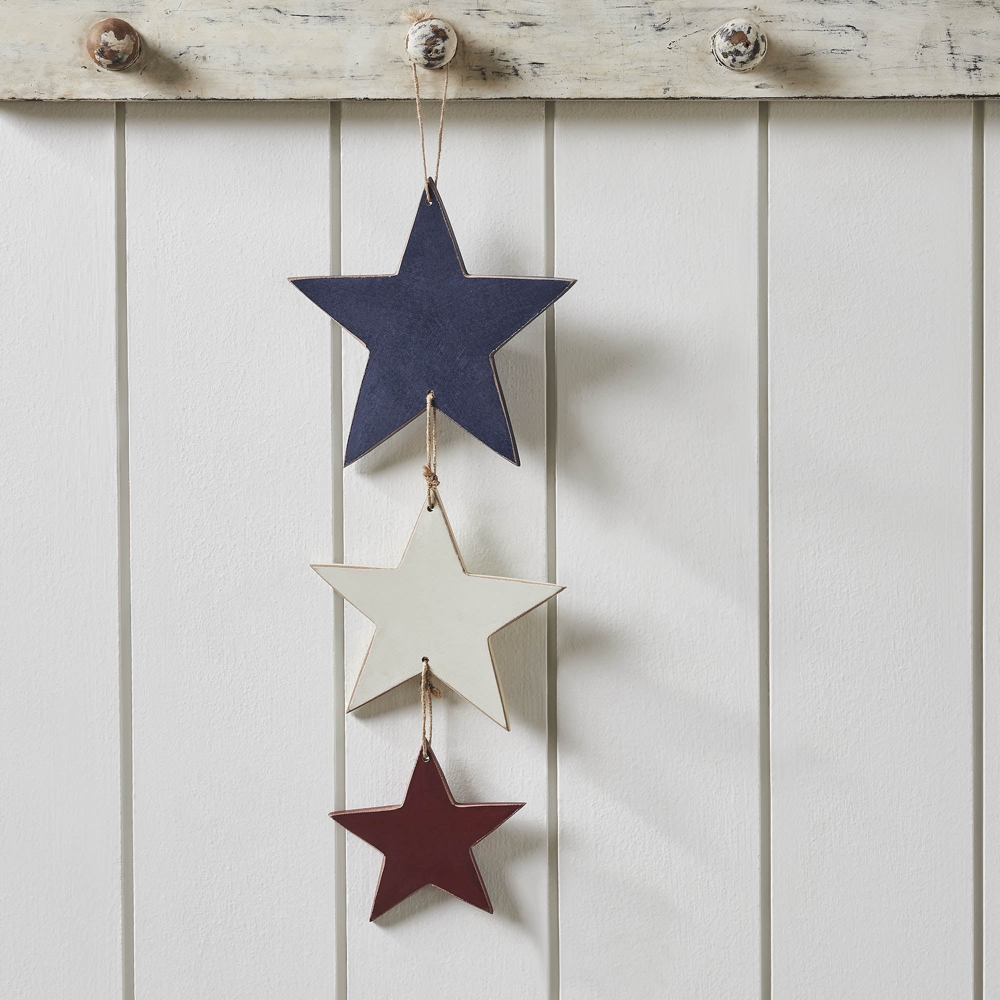 VHC Brands Patriotic RWB Triple Hanging Stars Ornament 13.75x6 ...