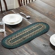 VHC Brands Farmhouse Primitive Jute Black Textured Striped Oval Table ...