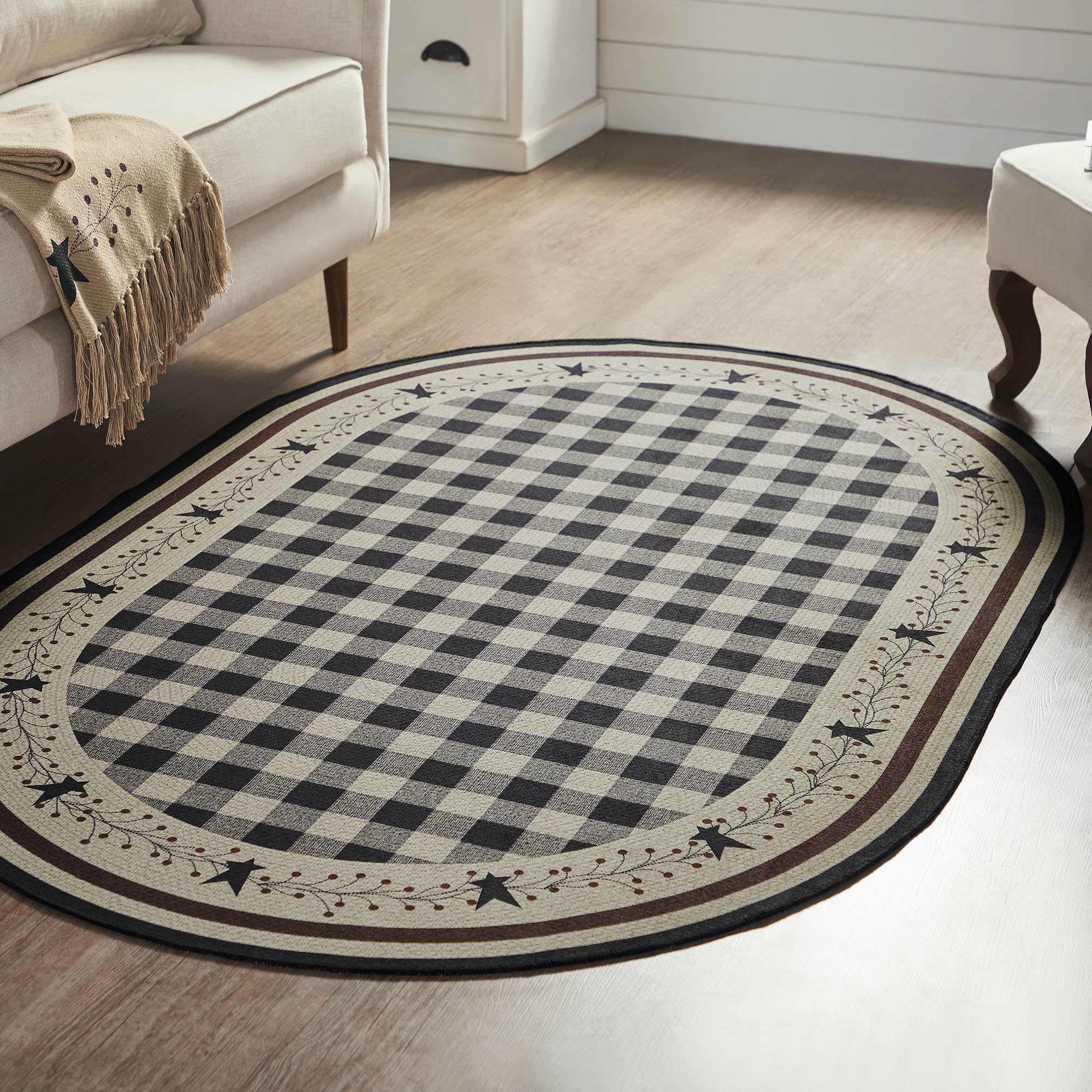 VHC Brands Pip Vinestar Indoor Rug Oval 48x72, Polyester Area Rug ...