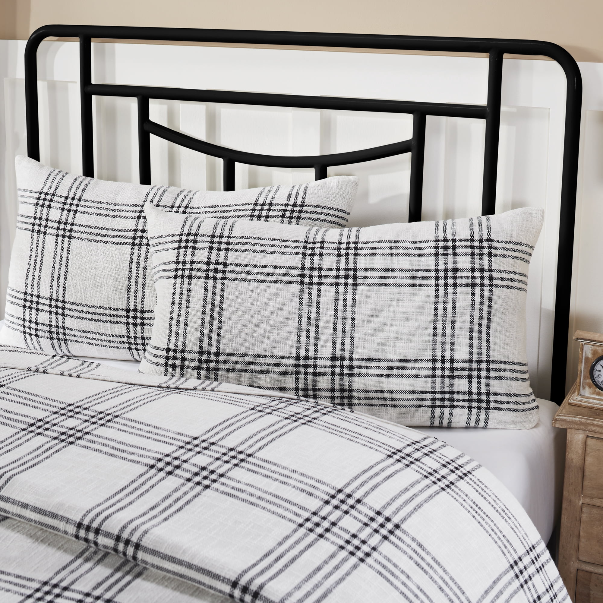 VHC Brands Plaid King Sham, Black, 21x37 - Walmart.com