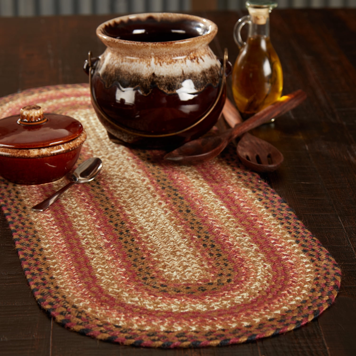 VHC Brands Primitive Ginger Spice Table Runner, Orange Red Natural ...