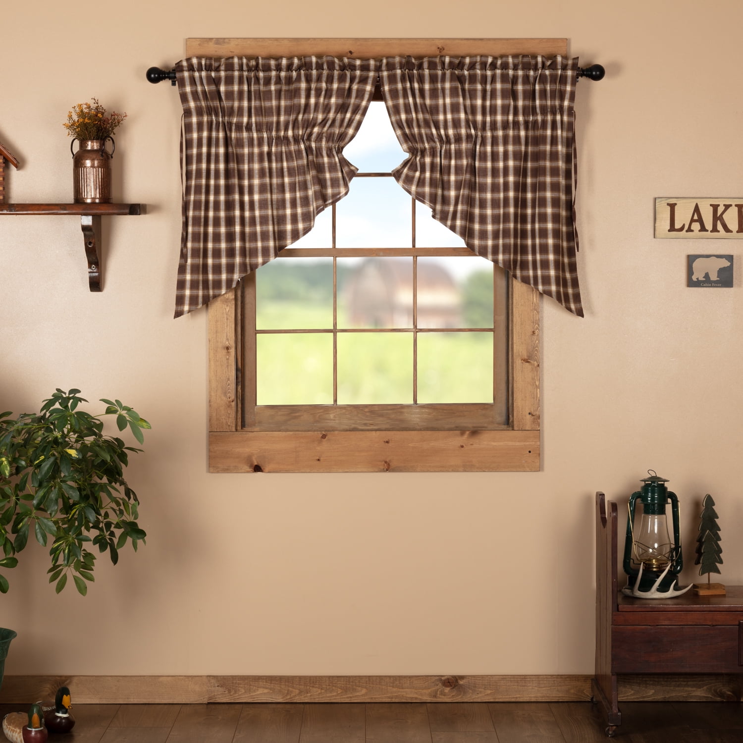 VHC Brands Rustic & Lodge Farmhouse Kitchen Window Curtains-Rory ...