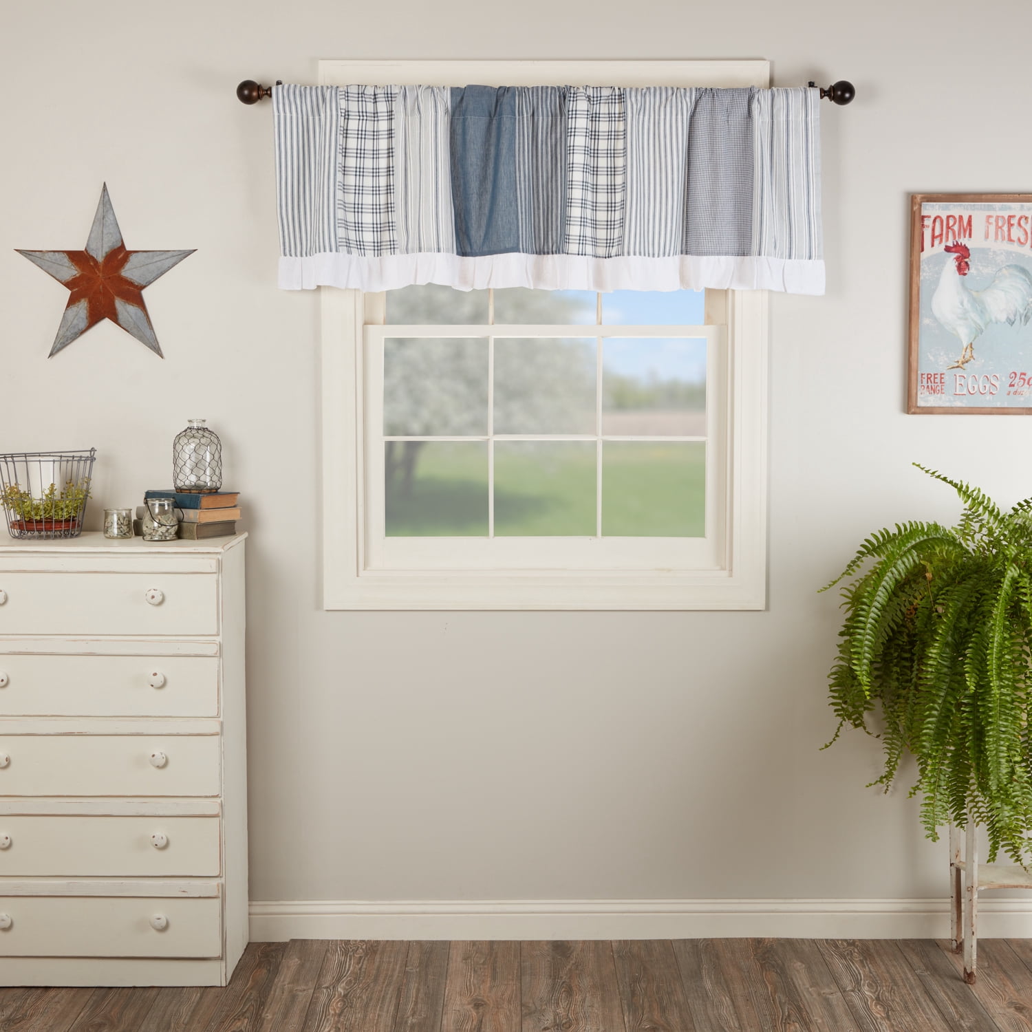 VHC Brands Sawyer Mill Blue Farmhouse Window Panel Set for Living Room ...