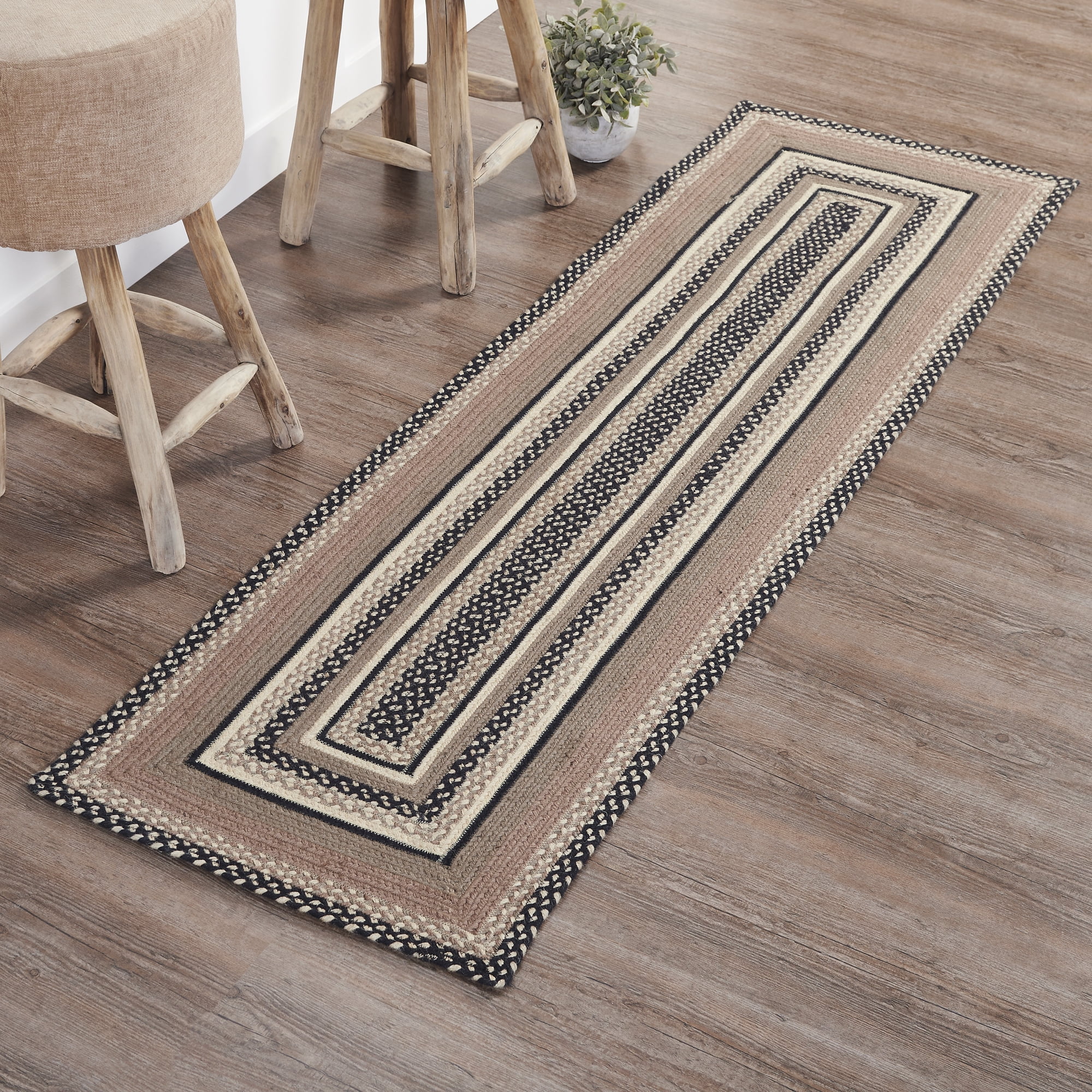 VHC Brands Sawyer Mill, Braided Jute Runner Rug, Non-Skid Pad ...