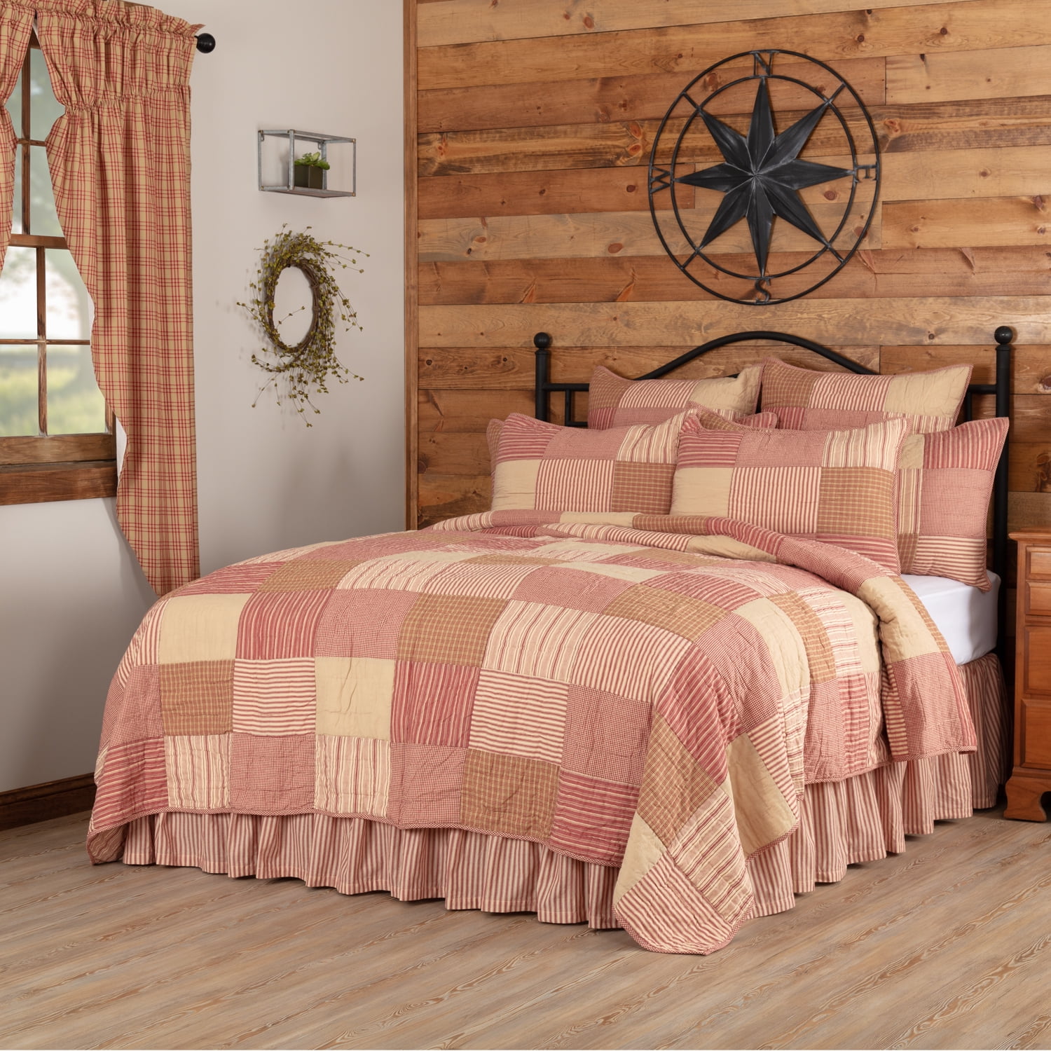 VHC Brands Sawyer Mill Red 3 Piece Quilt Set (1 Twin Quilt, 2 Standard ...