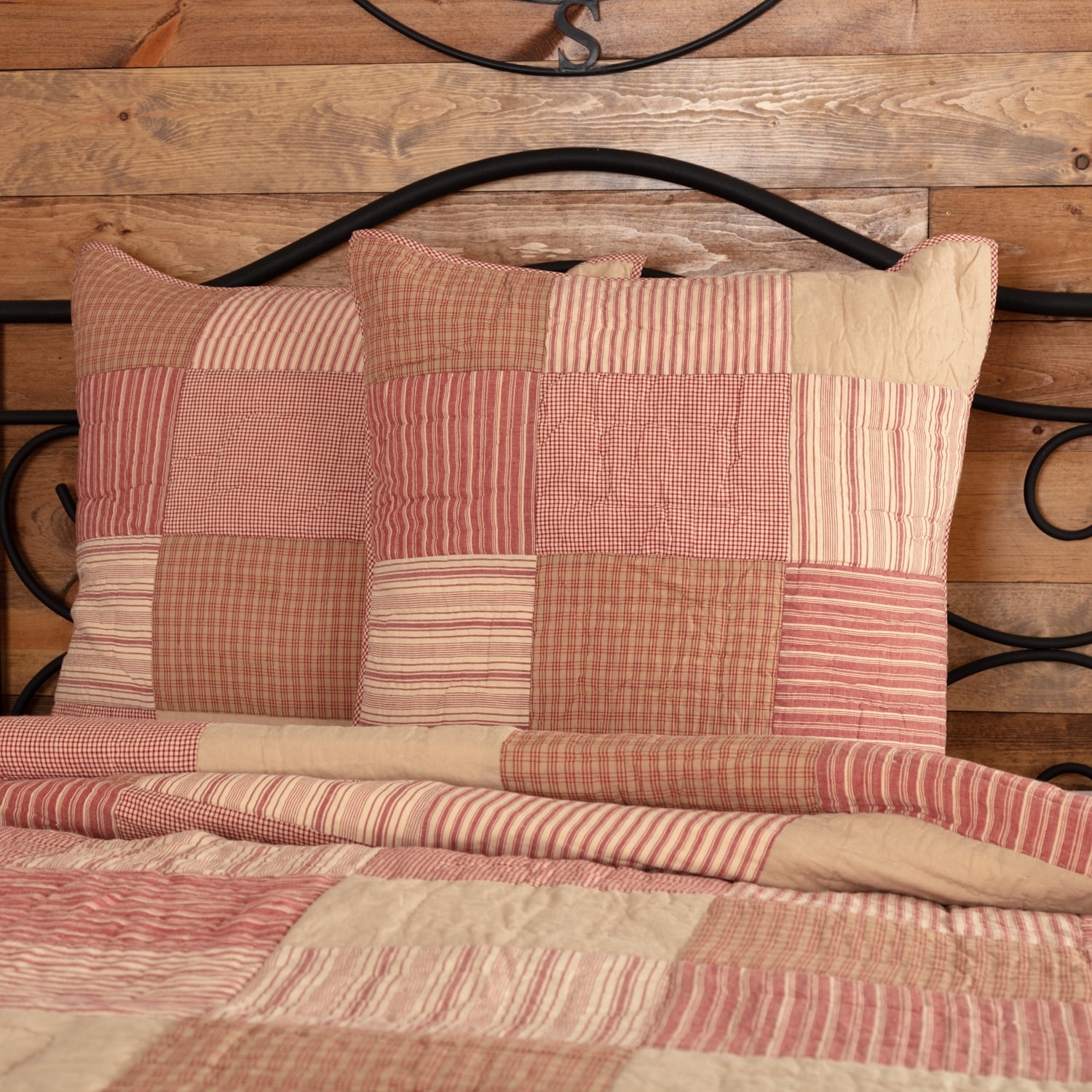 VHC Brands Sawyer Mill Red Quilted Euro Sham 26x26 Bedding Accessory ...