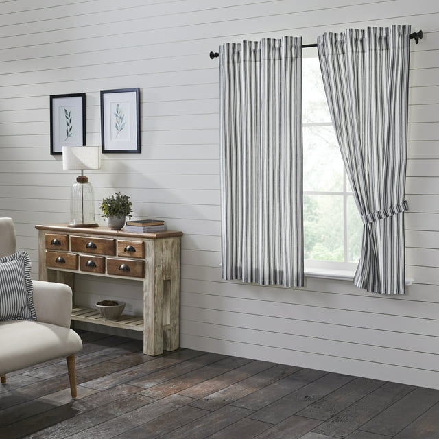 VHC Brands Sawyer Mill Ticking Stripe Prairie Panel, Black, 63x36, Set ...
