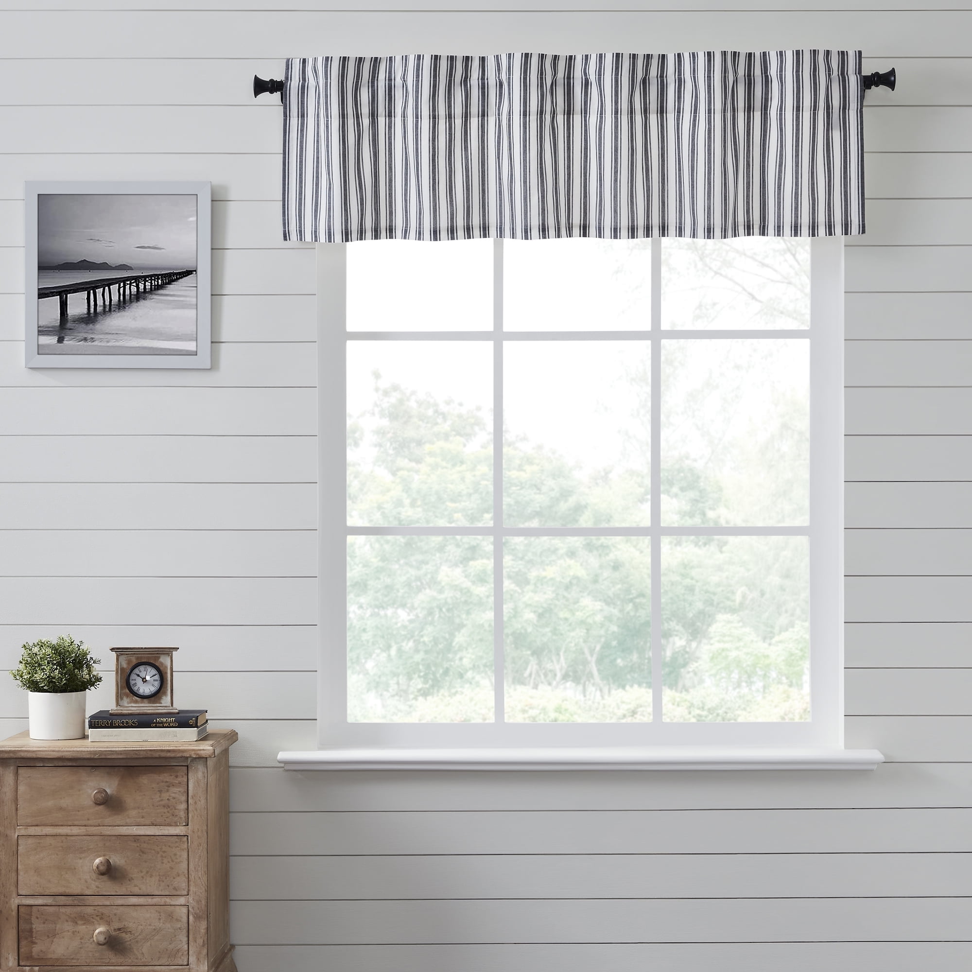 VHC Brands, Sawyer Mill Ticking Stripe Valance, Black, 16x60 - Walmart.com