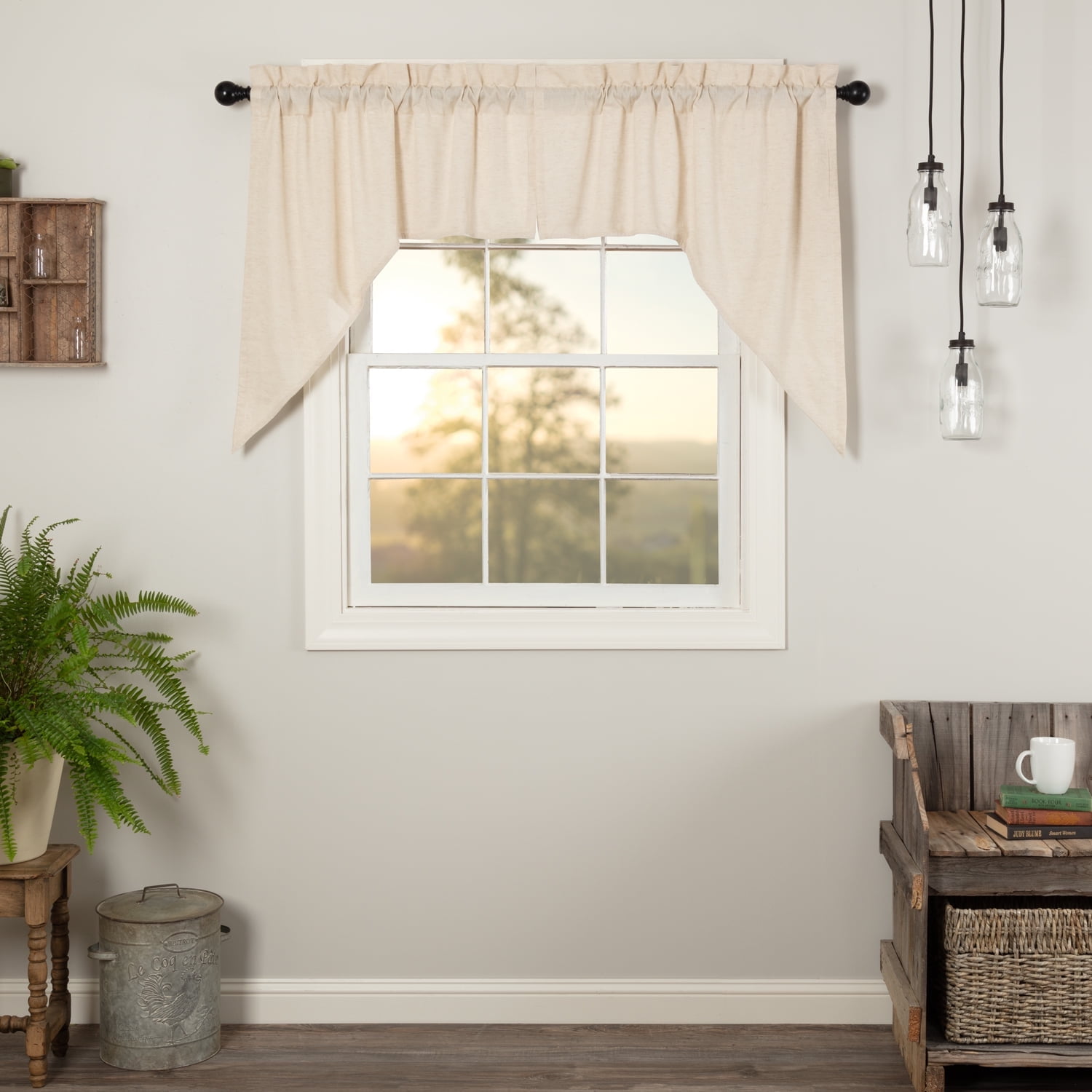 VHC Brands Simple Life Flax Natural Country Farmhouse Window Curtain ...