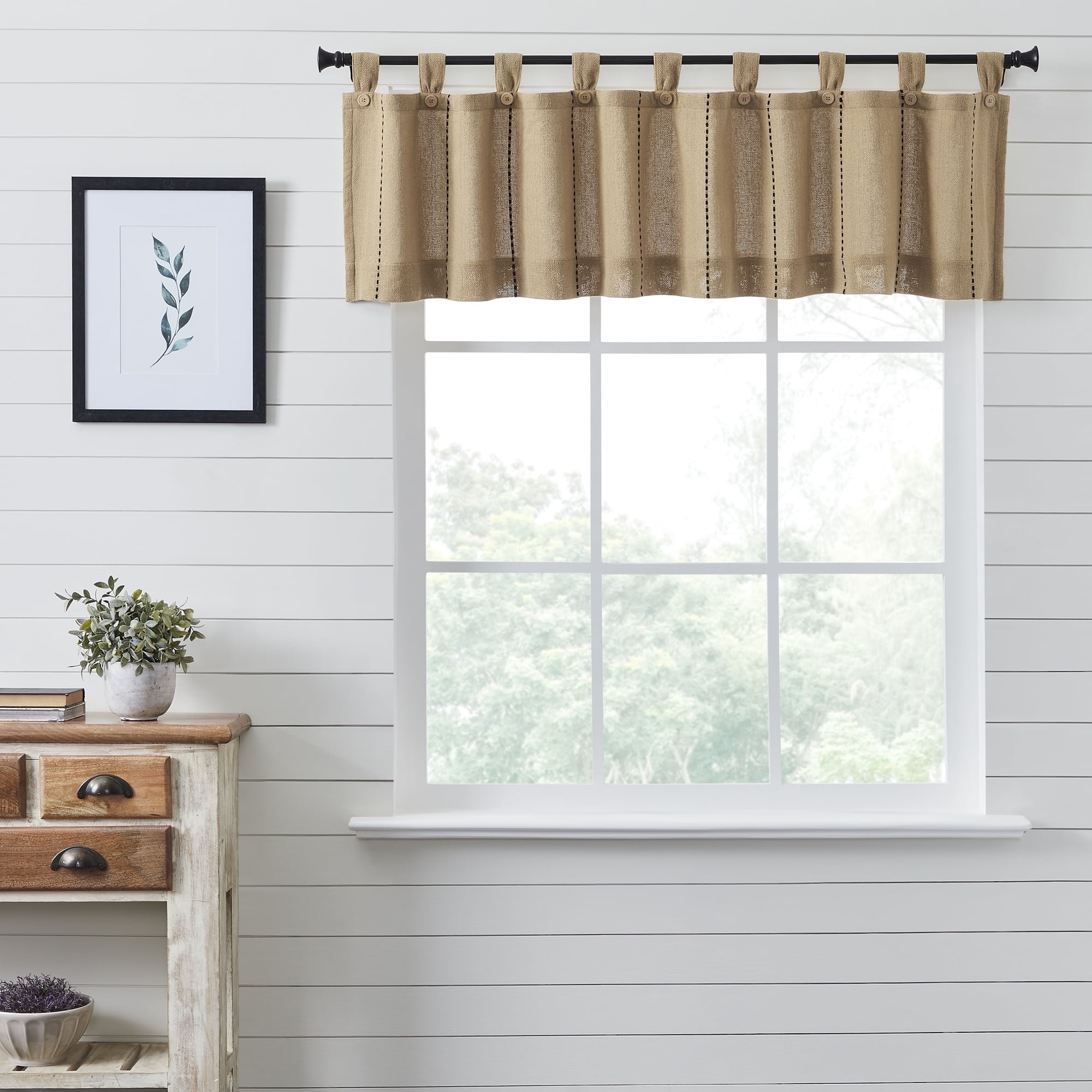 VHC Brands Stitched Burlap Curtain Valance, Natural, 16x72 - Walmart.com