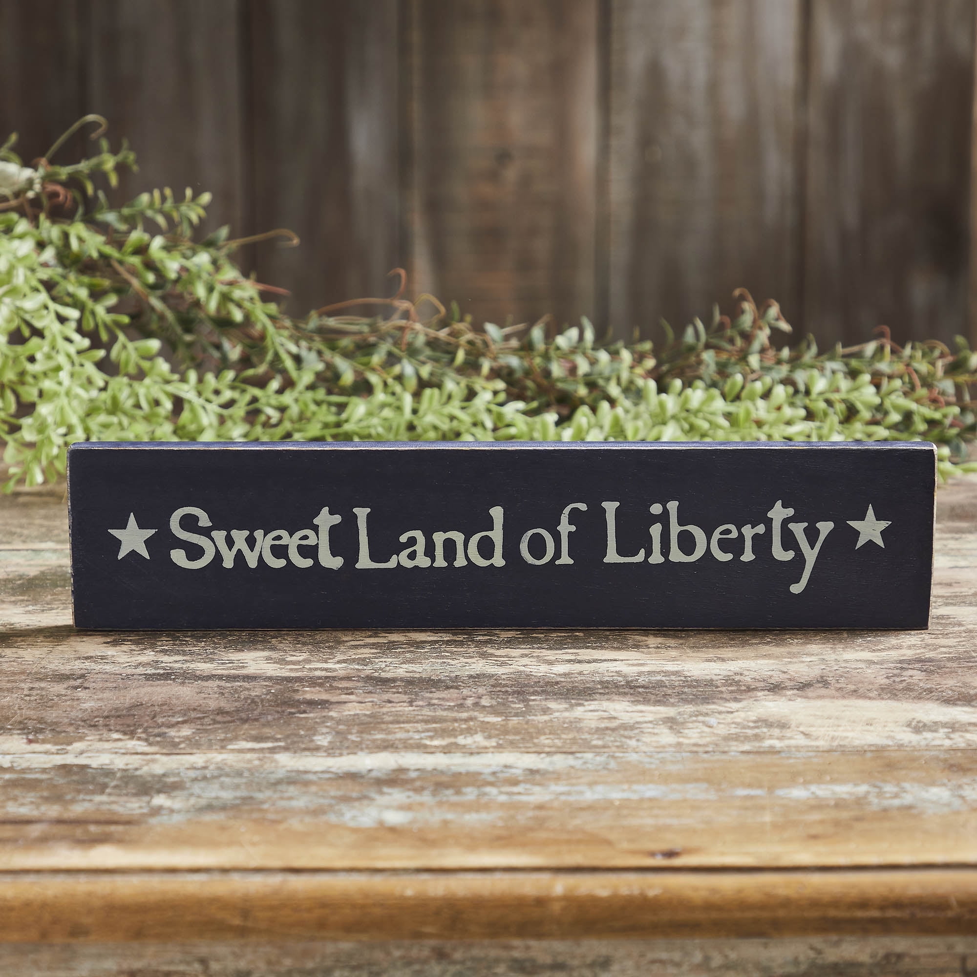 VHC Brands Sweet Land Of Liberty Blue Wooden Sign 2.75x13, Independence ...