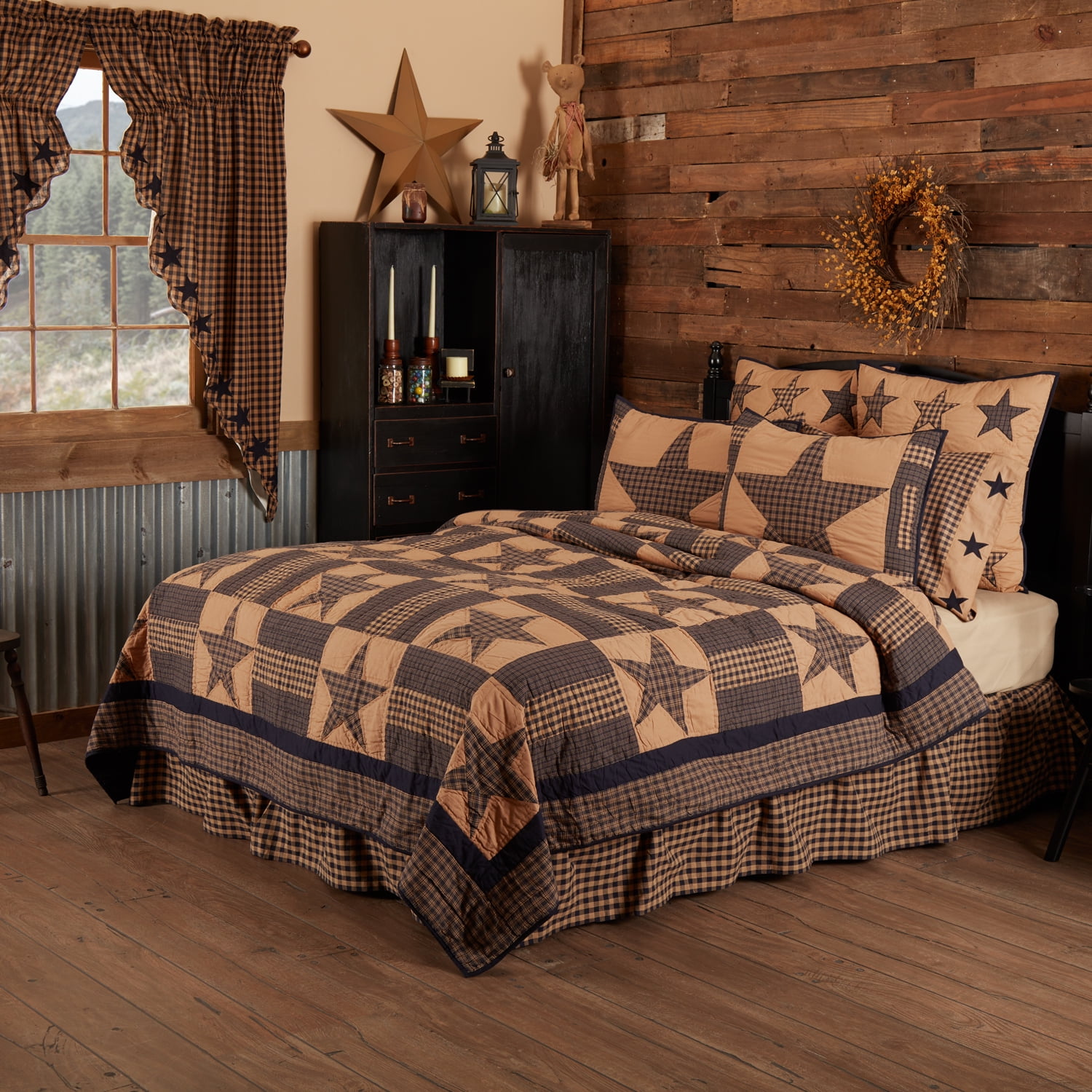 VHC Brands Teton Star 3 Piece Quilt Set (1 Luxury King Quilt, 2 King ...