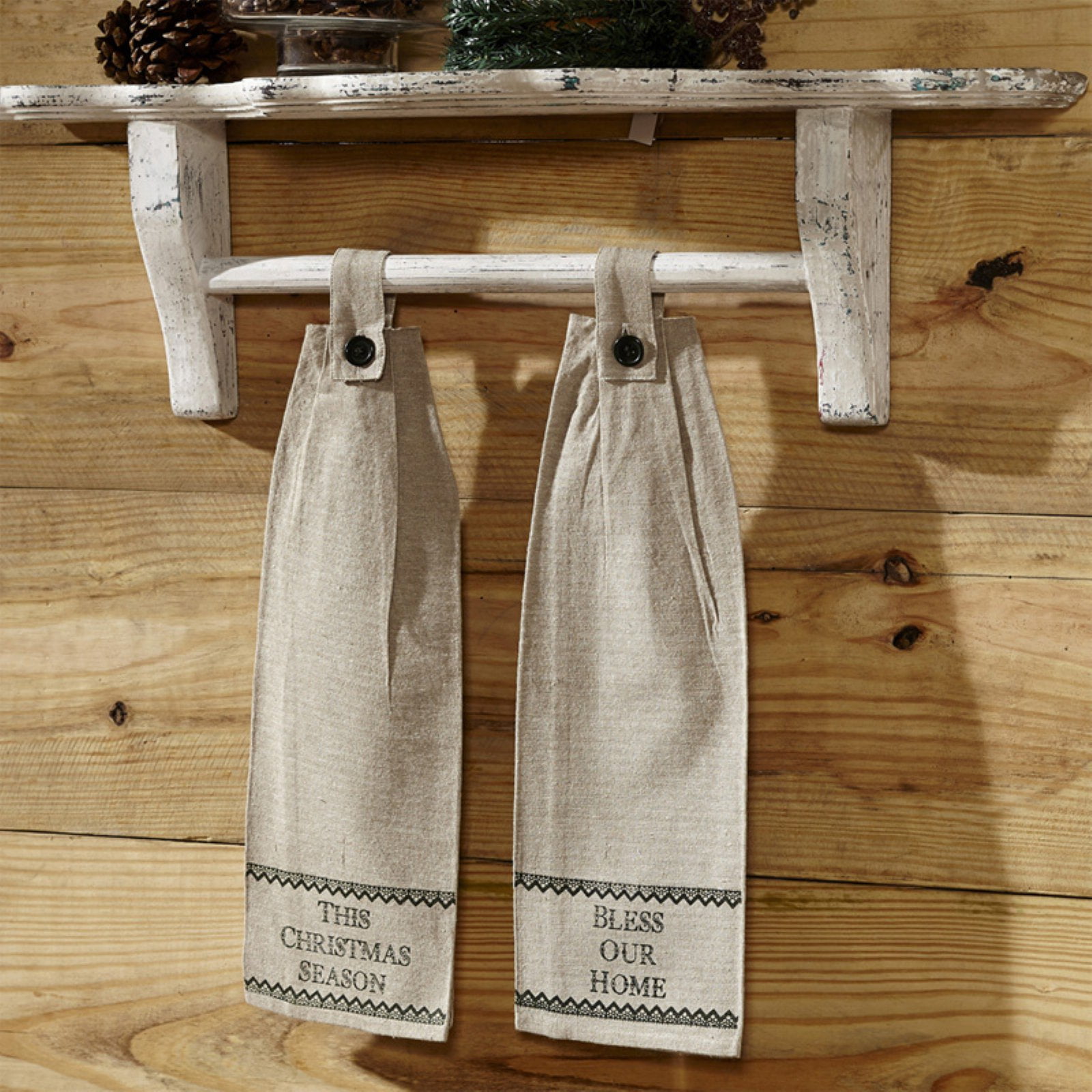Light Khaki Tan Rustic Christmas Decor Timberland Christmas Bless Our ...