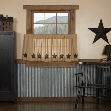 VHC Brands VHC Brands Burlap Natural with Black Stars Primitive 36"x36 ...