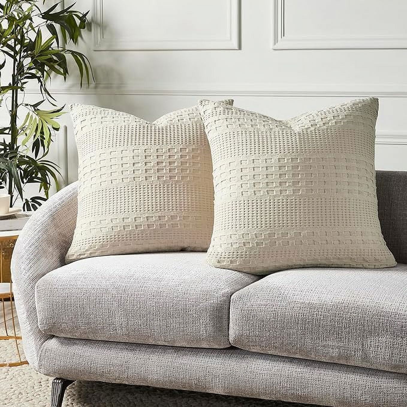 VHC Brands Waffle Weave Natural Euro Sham Set of 2 26x26, Decorative ...