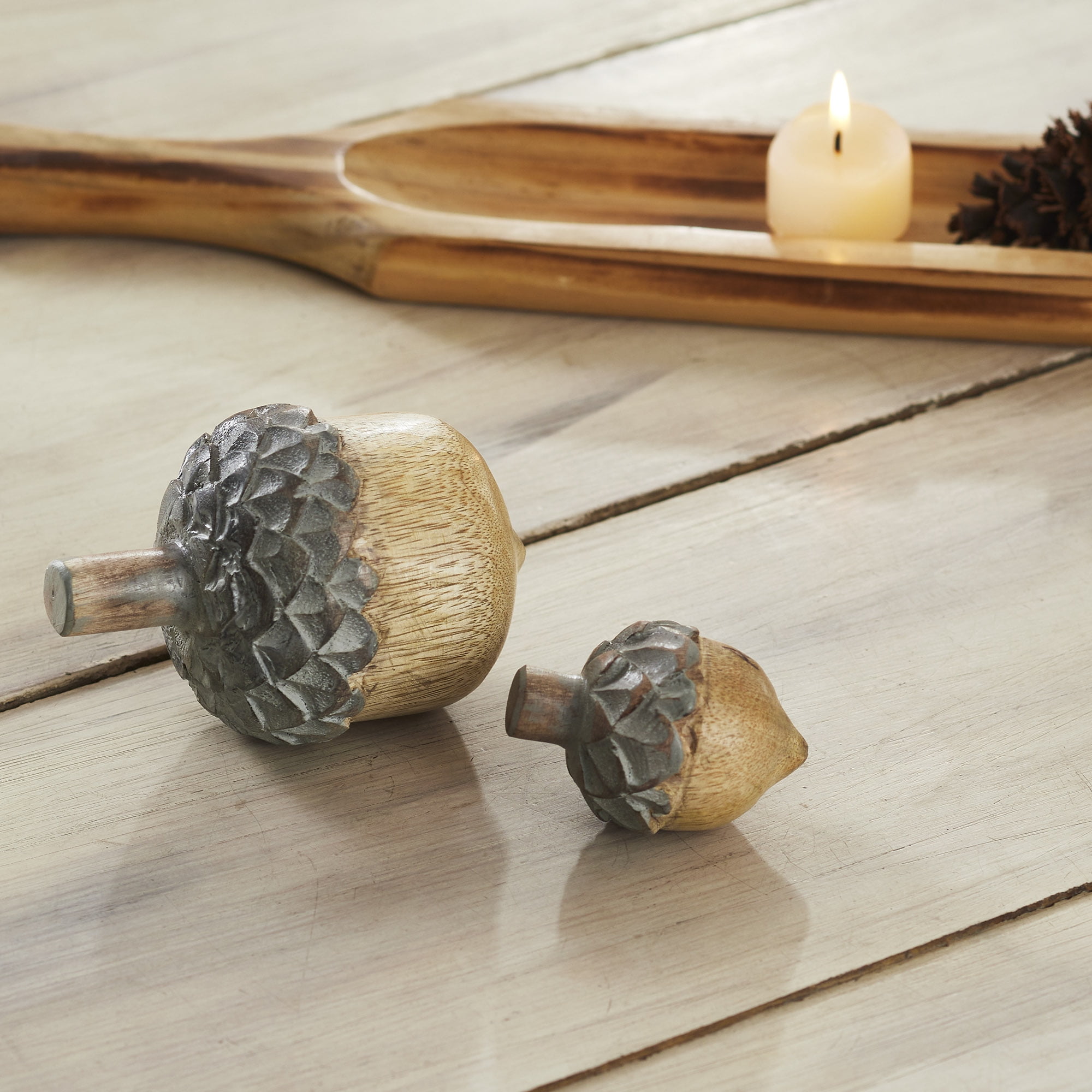 VHC Brands Wooden Acorn Set of 2 - 2.75 and 4.5 inch, Fall Home Decor ...