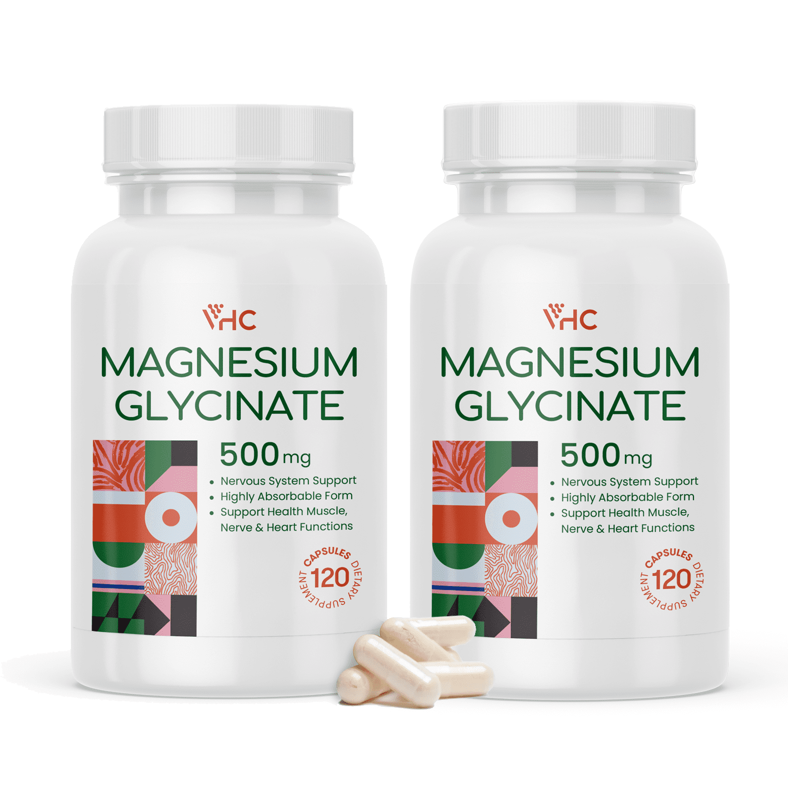 VHC Pure Magnesium Glycinate 500mg 240 Capsules, Sleep Stress Nerves ...