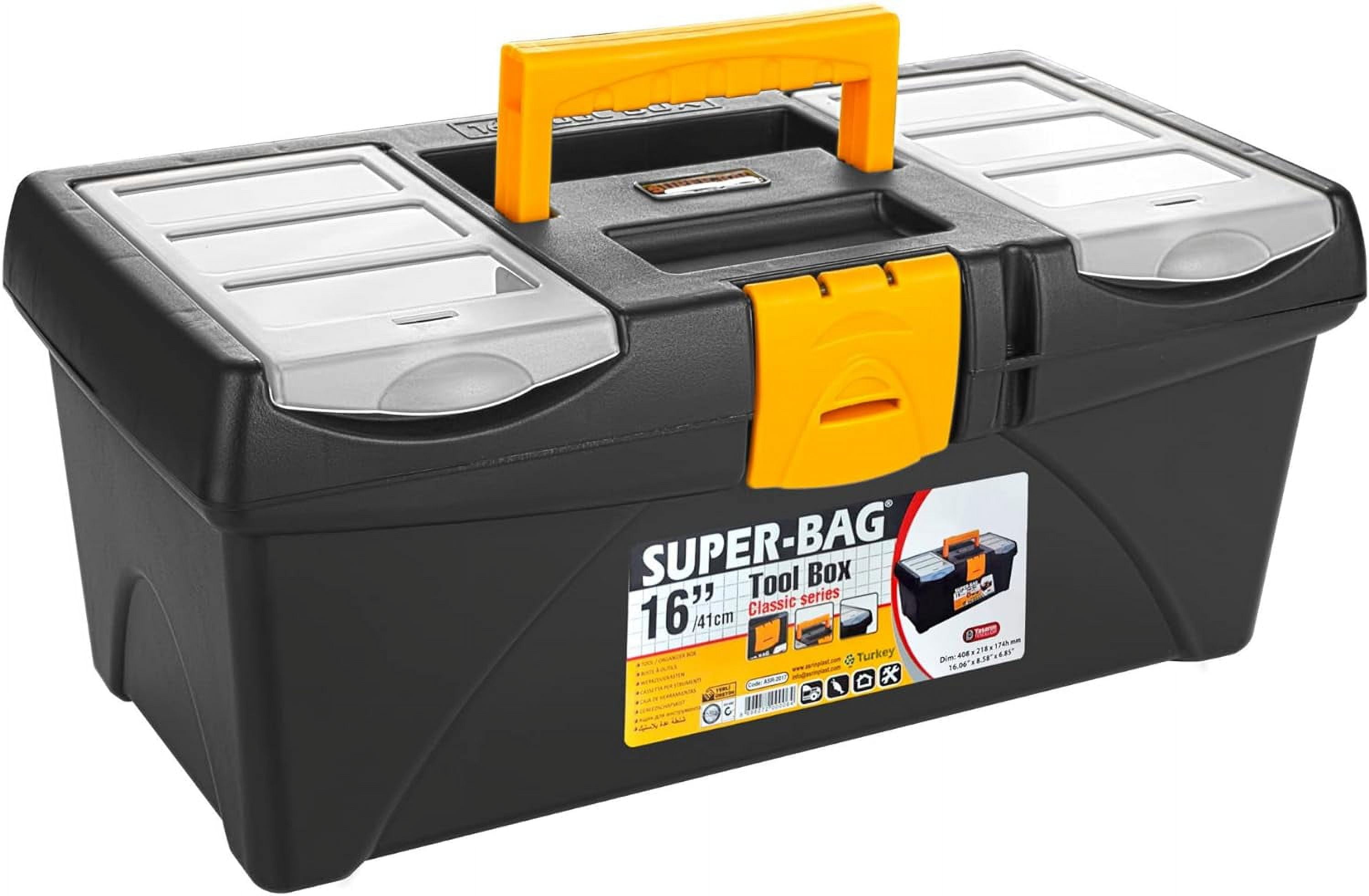 VHD Yellow Plastic 16″ Tool Box with Removable Tool Tray, Perfect ...