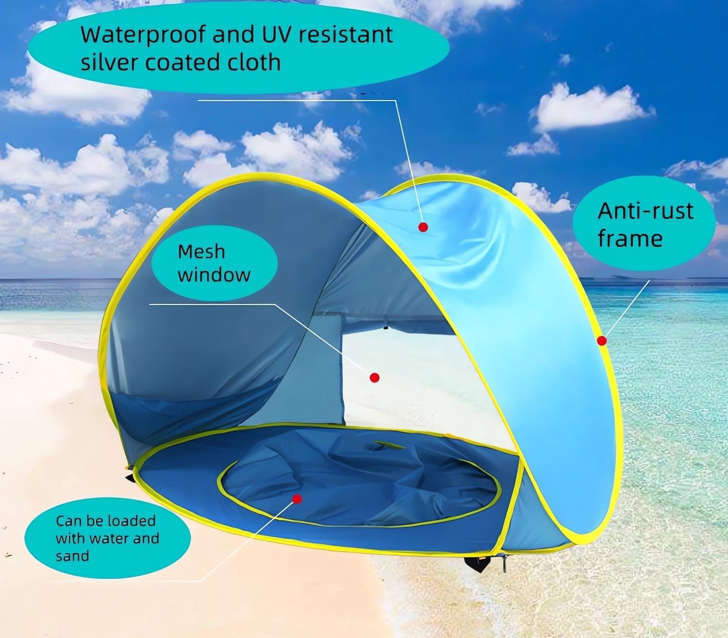 VHKBPINPI Baby Beach Tent Pop Portable Sun Shelter for Infant & Toddler ...