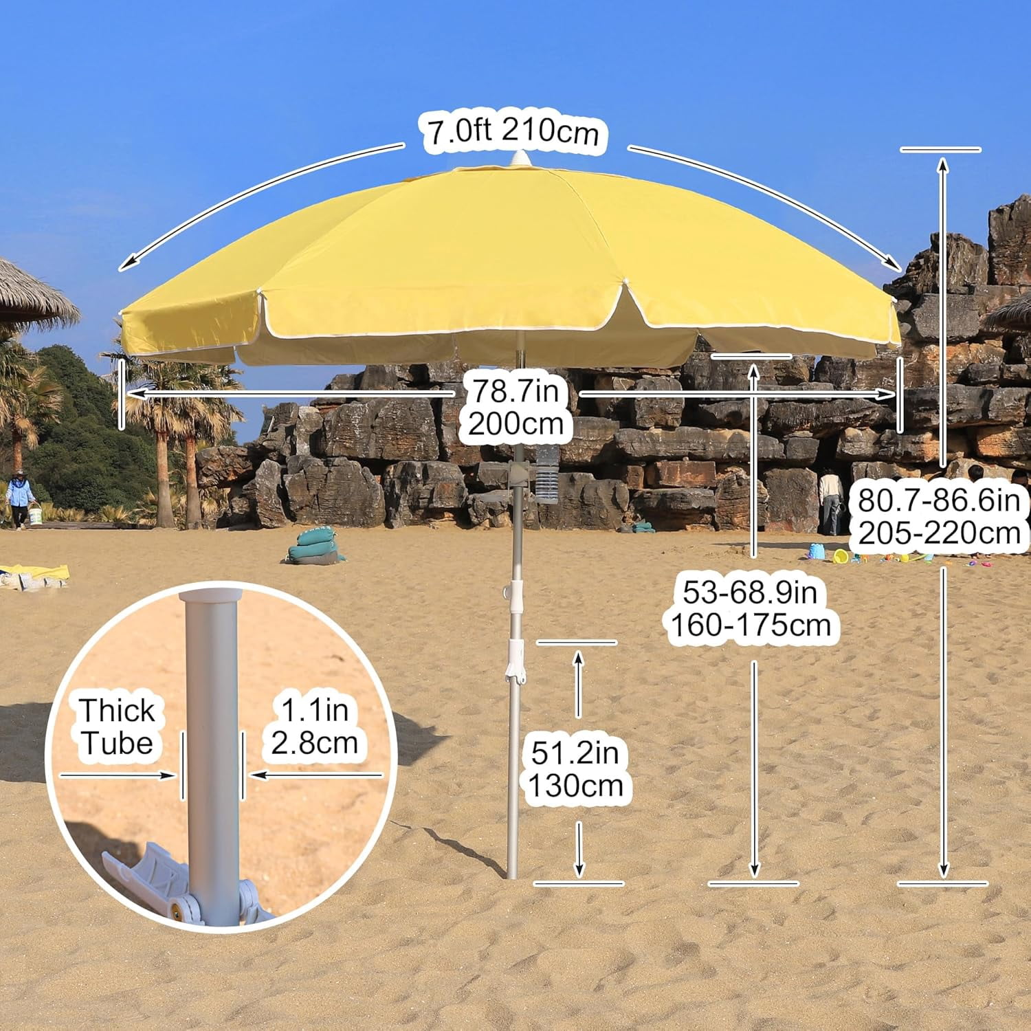 VHKBPINPI Beach Umbrellas for Sand Portable Outdoor Windproof Sun ...