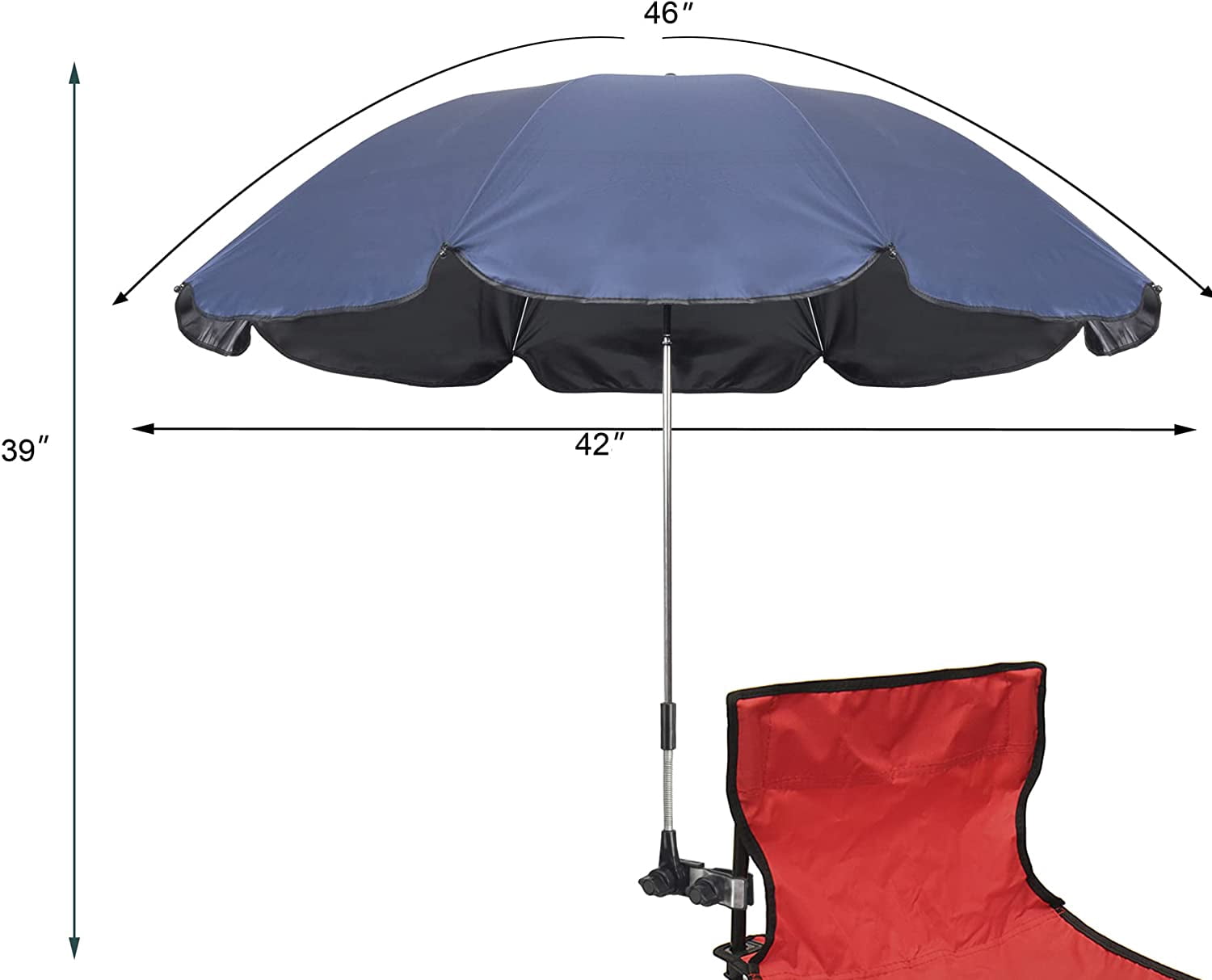 VHKBPINPI Chair Umbrella with Clamp 46 inches UPF 50+ Clip on Parasol ...
