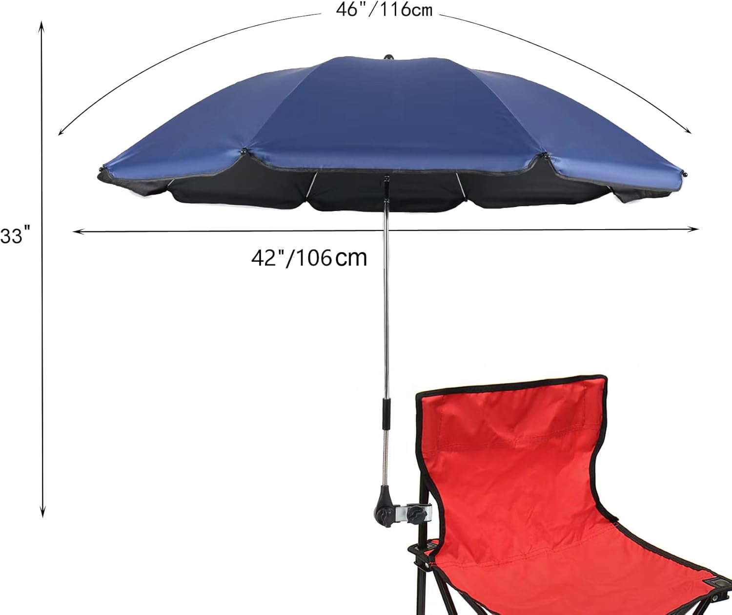 VHKBPINPI Chair Umbrella with Clamp 46 inches UPF 50+ Clip on Parasol ...