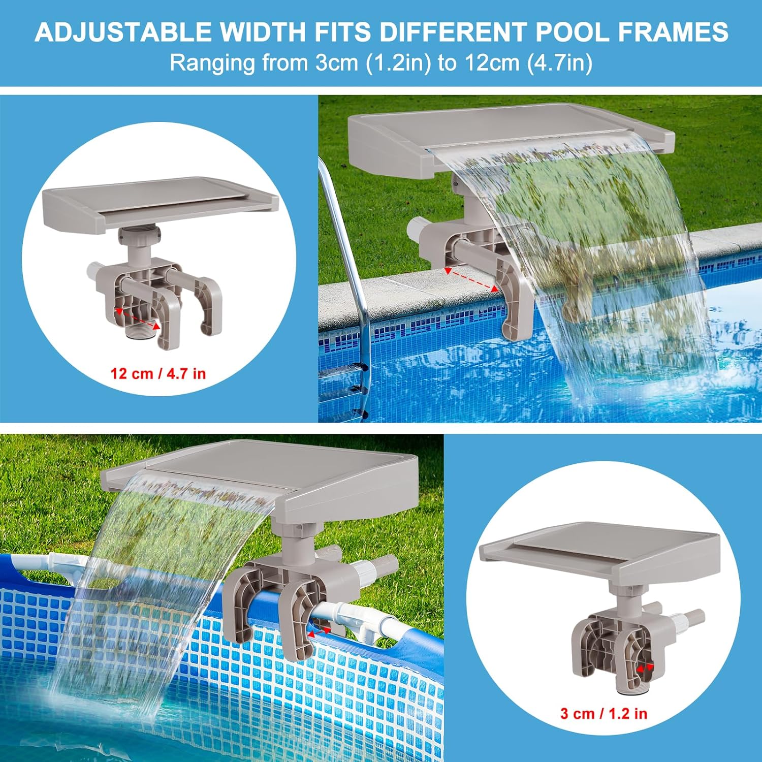 VHKBPINPI Pool Fountain Waterfall for Above Ground Pools Swimming Pool ...