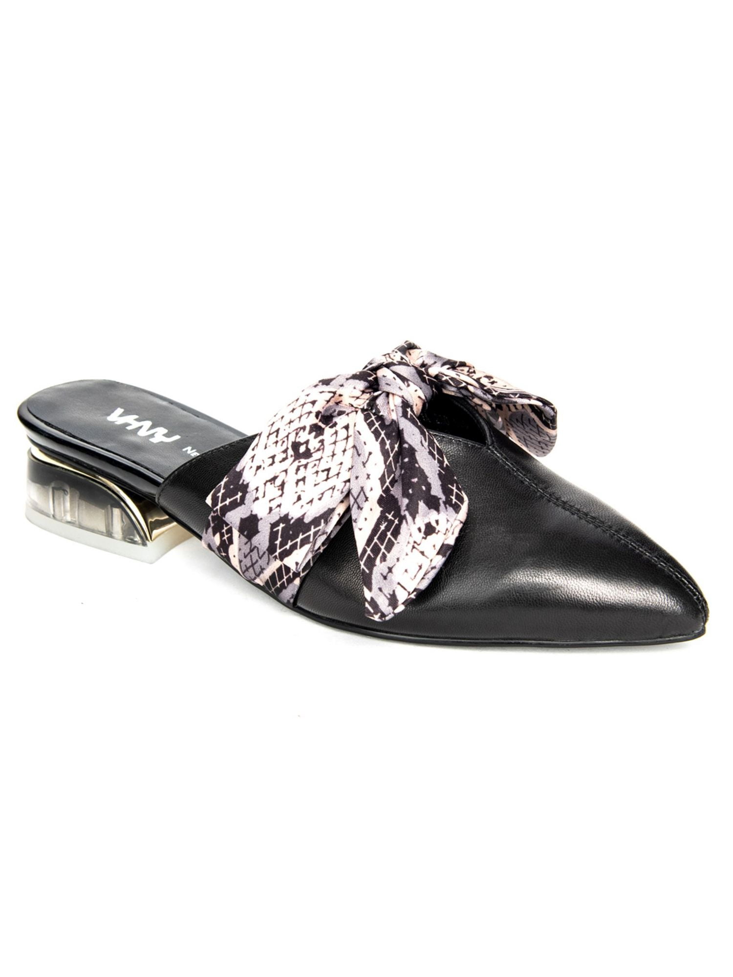 VHNY Womens Black Satin Snake Print Bow Strap Designer Heel Victoria ...