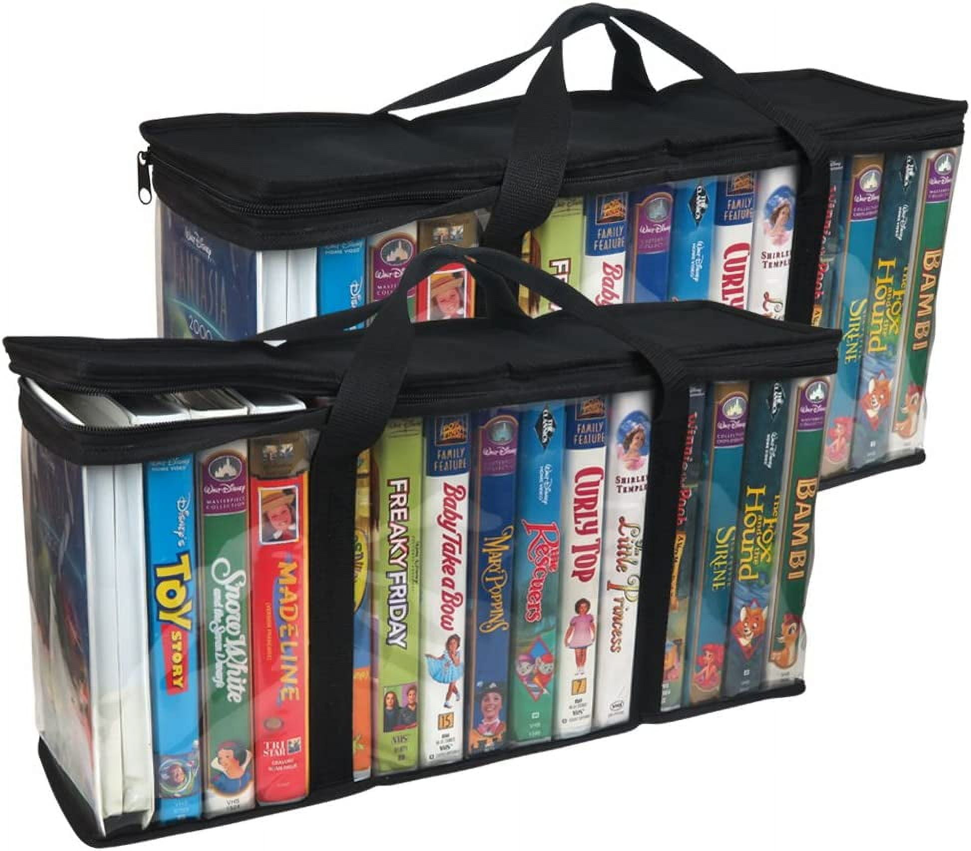 VHS Storage Bag-Movie Organizer-Video Tape-Handles-Hold 30-No Dust-Set ...