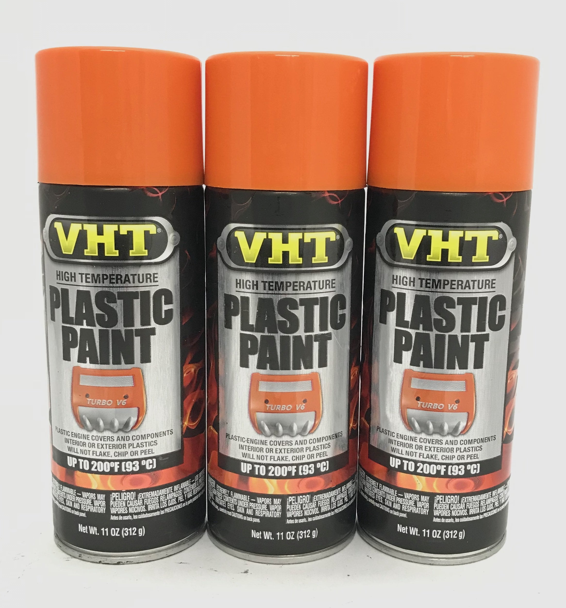 VHT High Temperature Plastic Paint Orange Gloss 11 oz Spray Paint, 3 ...