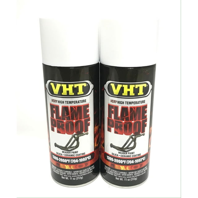 VHT SP101-2 PACK Flat White High Temperature FlameProof Header Paint ...