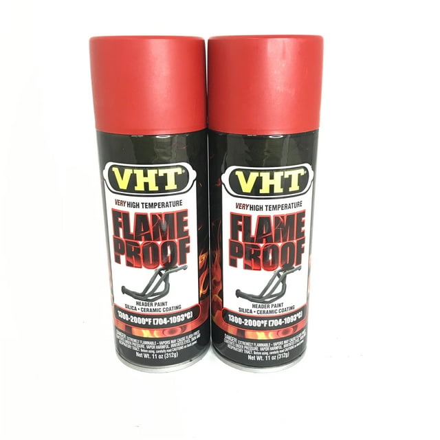 VHT SP109-2 PACK High Temperature Flame Proof FLAT RED Header Spray ...